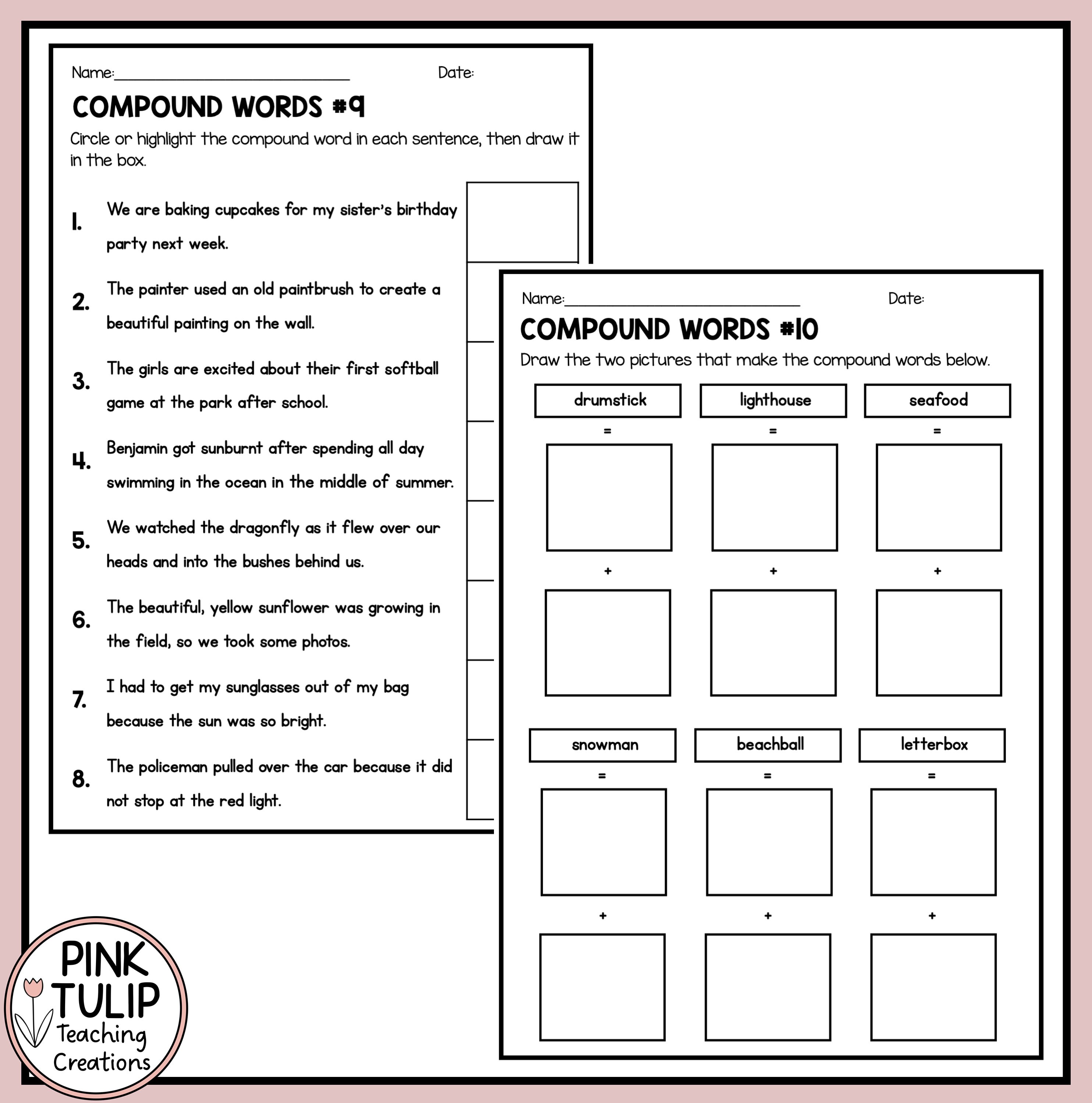 Hojas De Trabajo De Palabras Compuestas