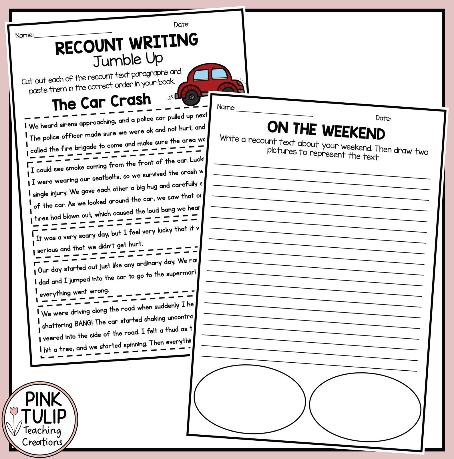 Recount Text Writing Worksheet Pack No Prep Lesson Ideas - Etsy
