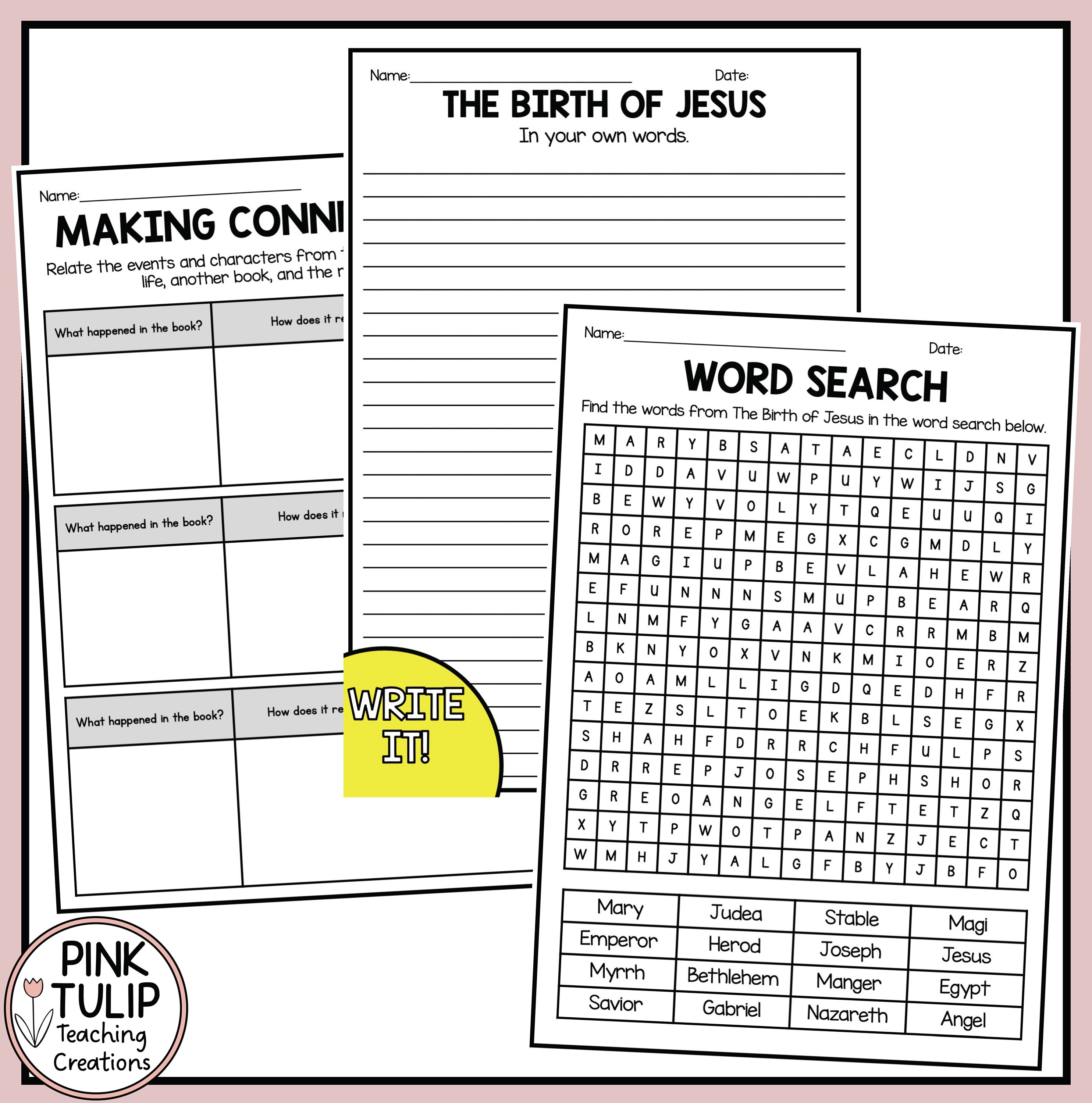 The Birth of Jesus - Story and Activity Pack - Etsy