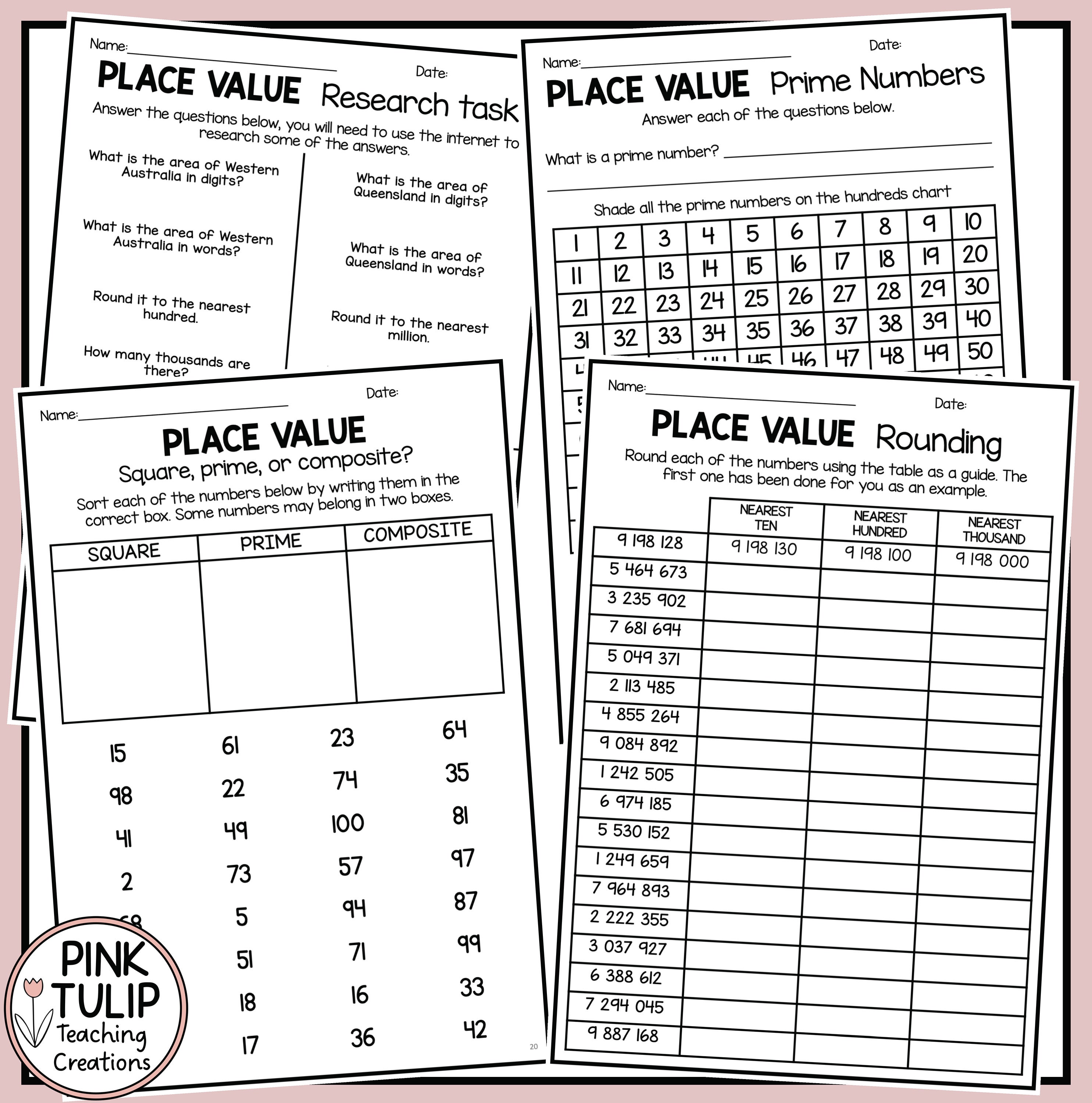 Place Value Into the Millions - Worksheet Pack - Etsy