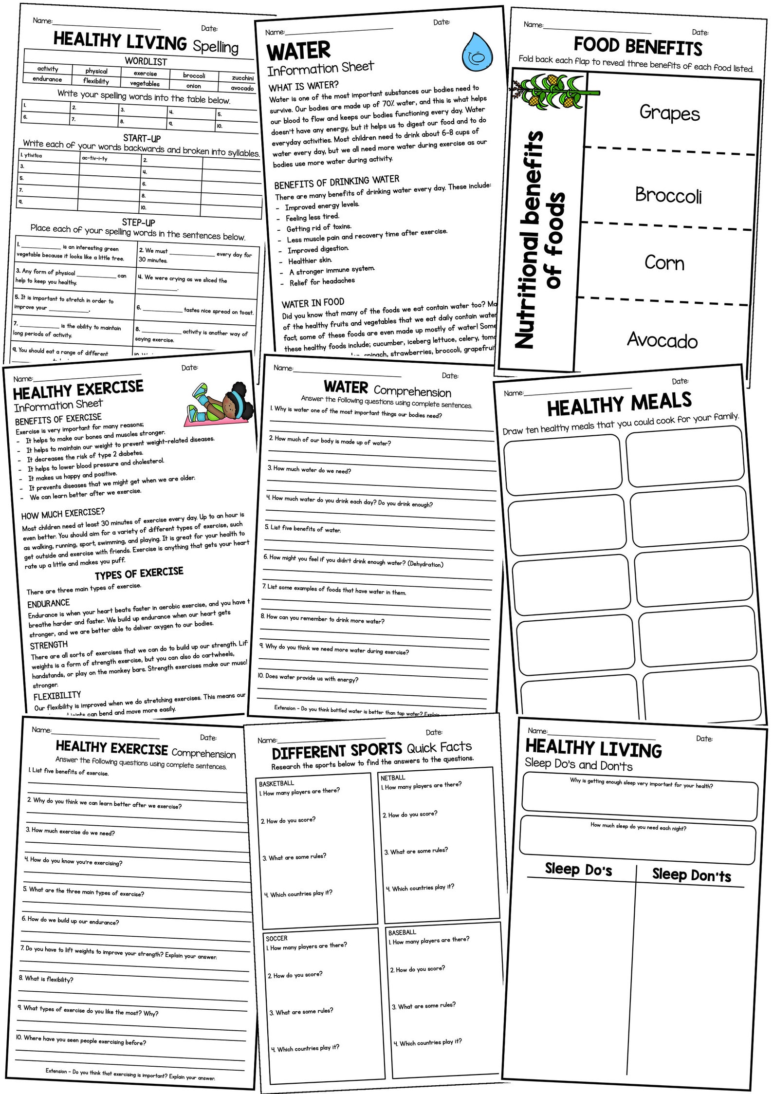 Healthy Living - Learning Activity Pack - Etsy