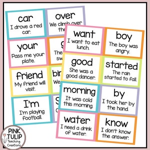 Sight Word Cards 101-200 High Frequency Words With Sentences - Etsy