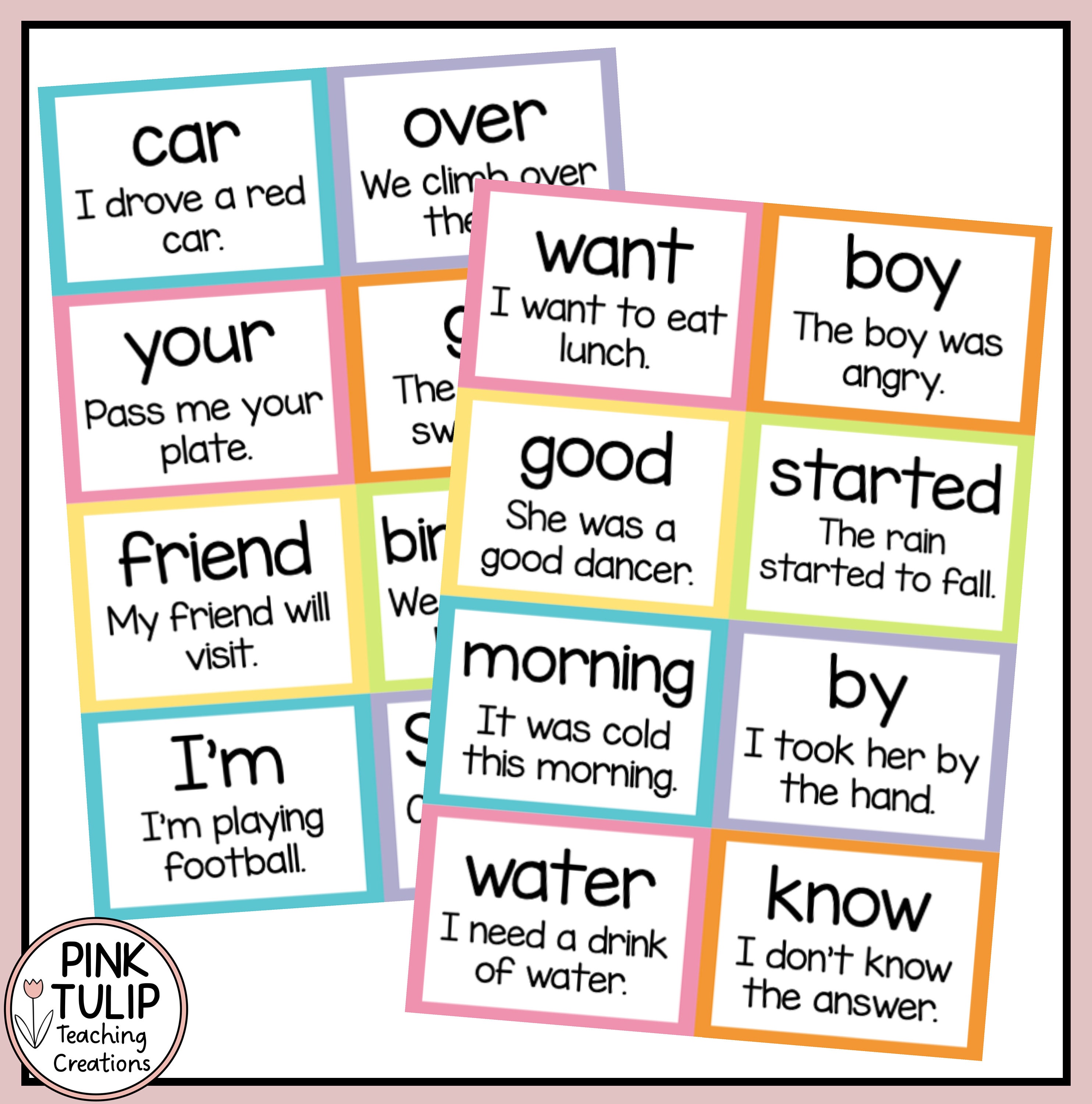 Sight Word Cards 101-200 High Frequency Words With Sentences - Etsy