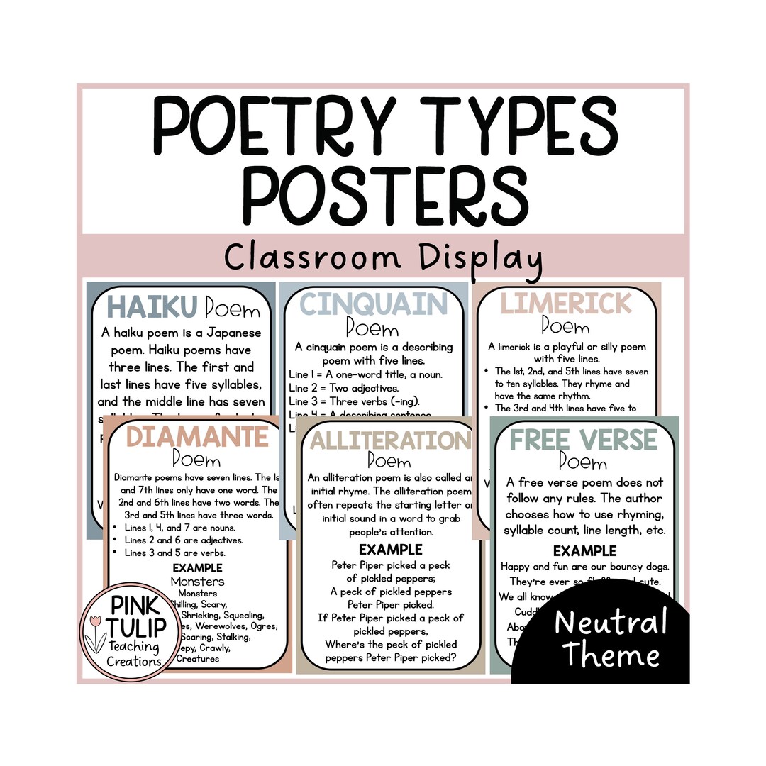 Poetry Posters - Earth Tones Classroom Decor - Etsy