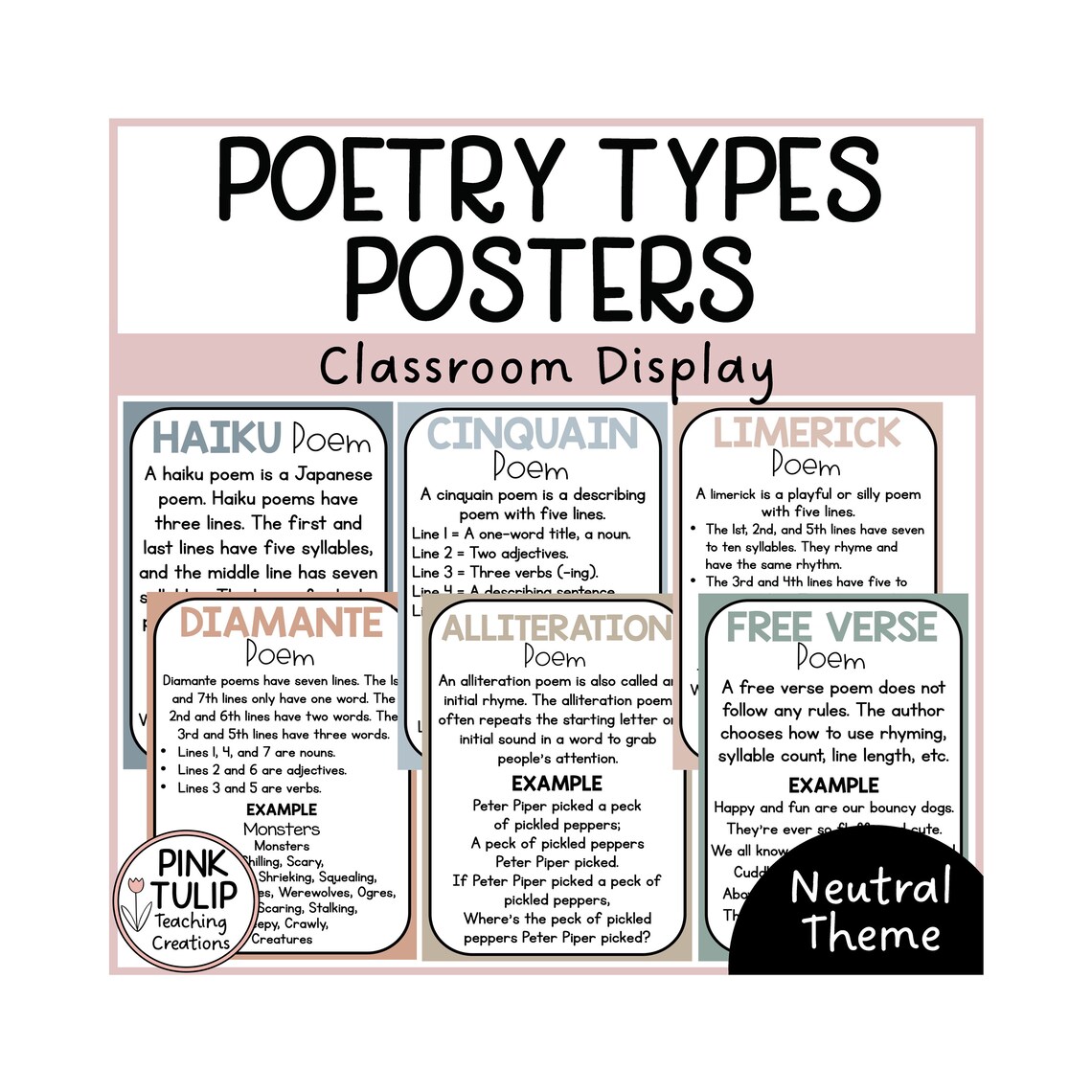 Poetry Posters Earth Tones Classroom Decor - Etsy