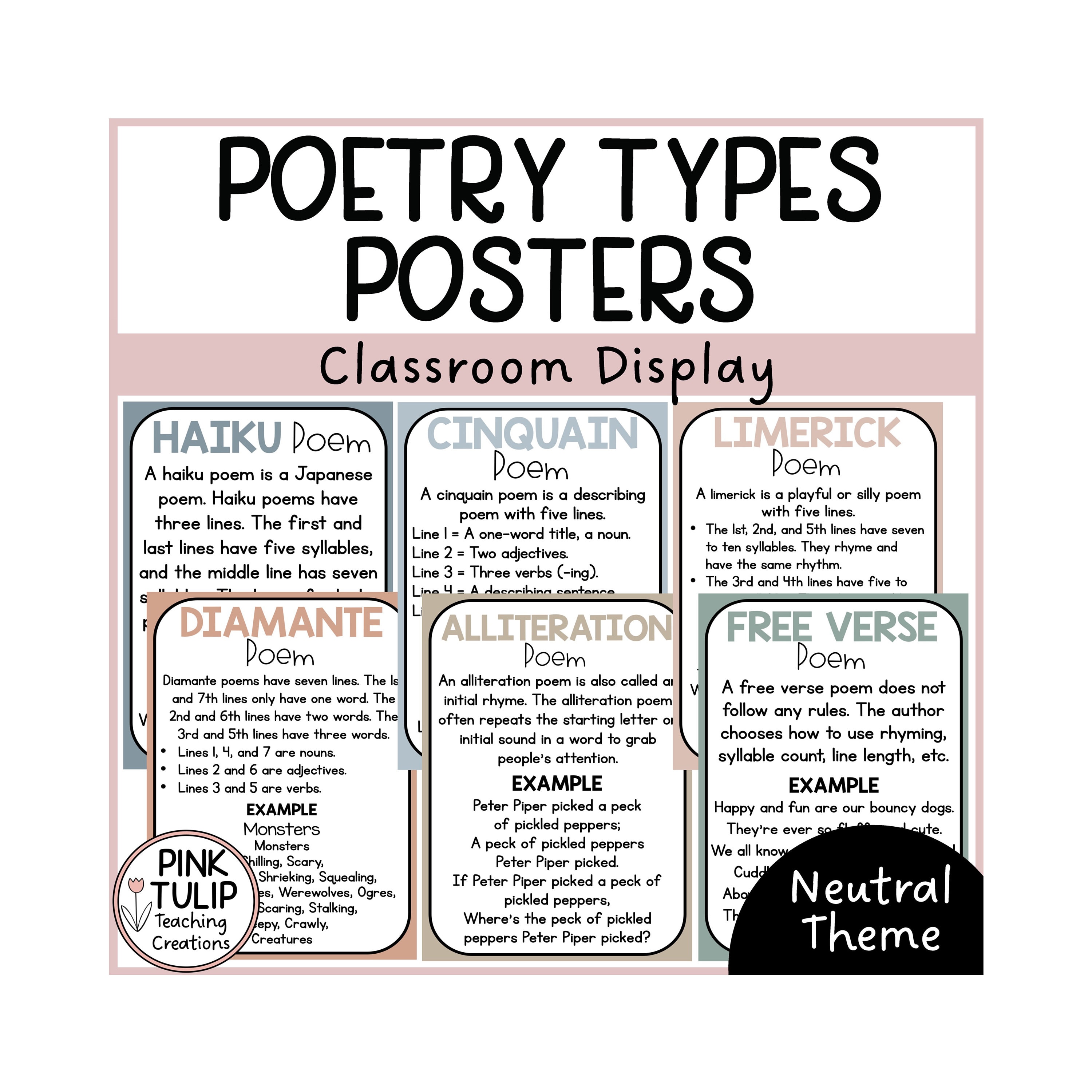 Poetry Posters - Earth Tones Classroom Decor - Etsy