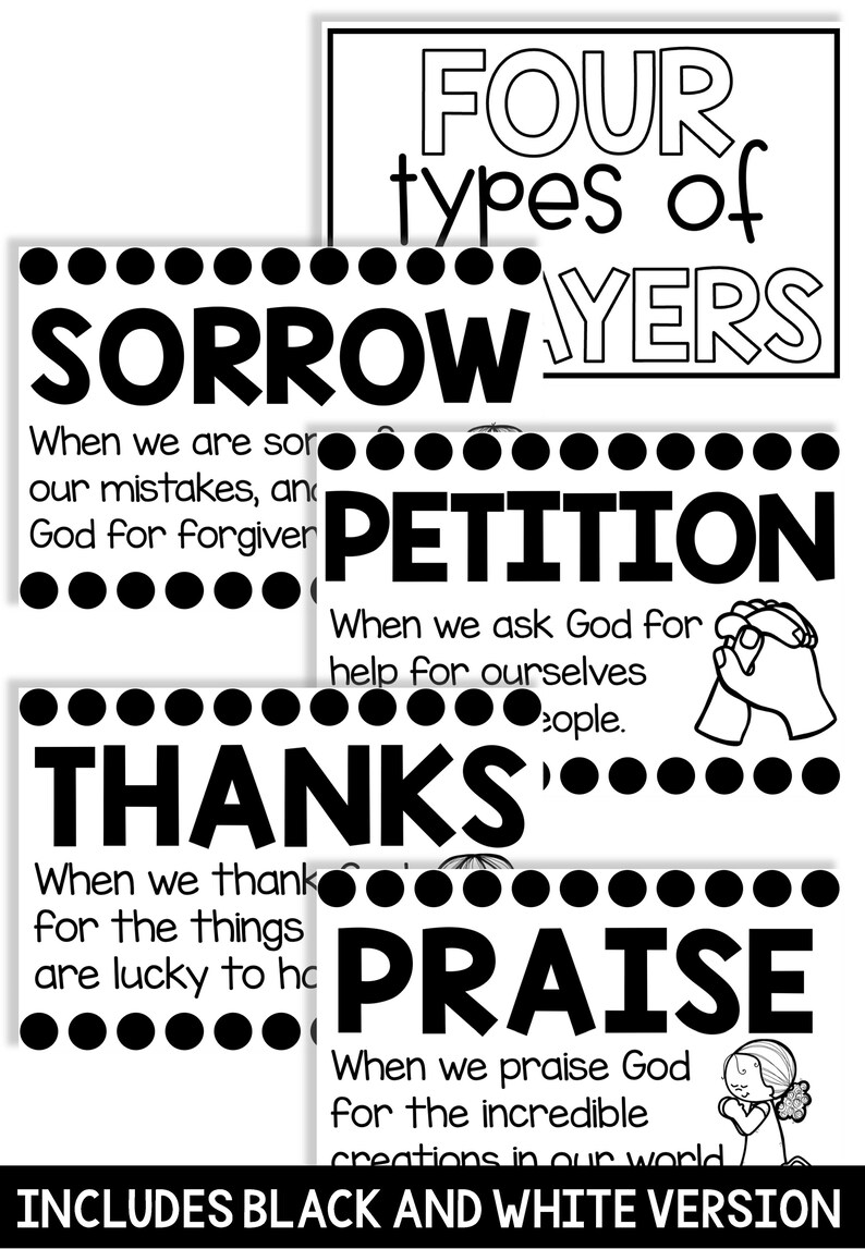 Four Types of Catholic Prayer Posters - Classroom Decor - Etsy