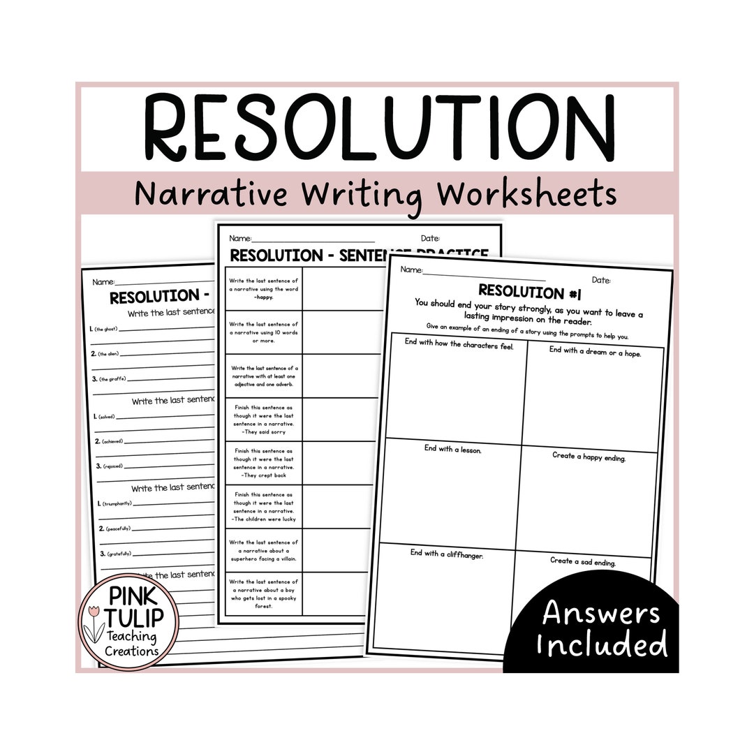 Resolution - Narrative Writing Worksheets - Etsy
