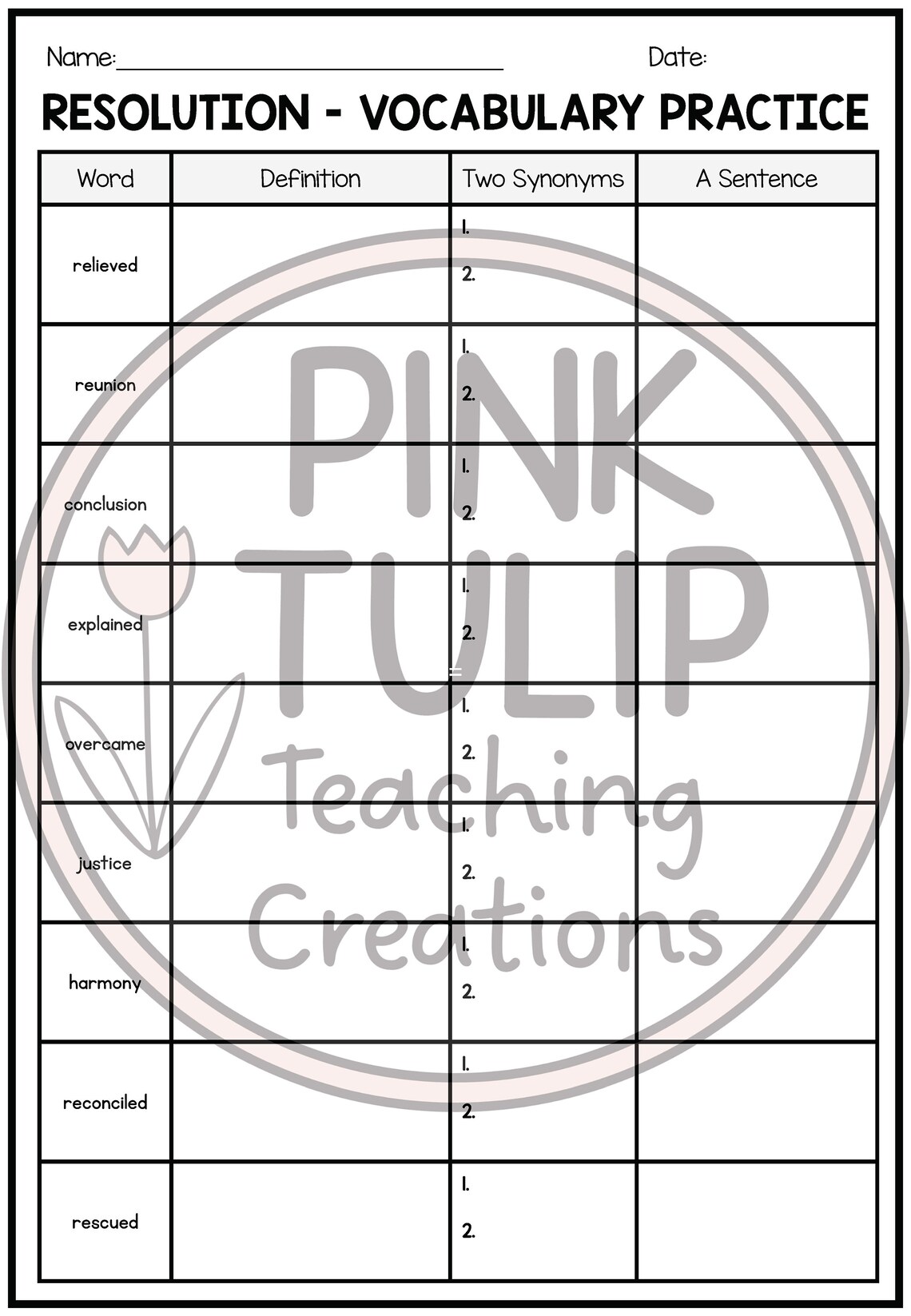 Resolution Narrative Writing Worksheets - Etsy