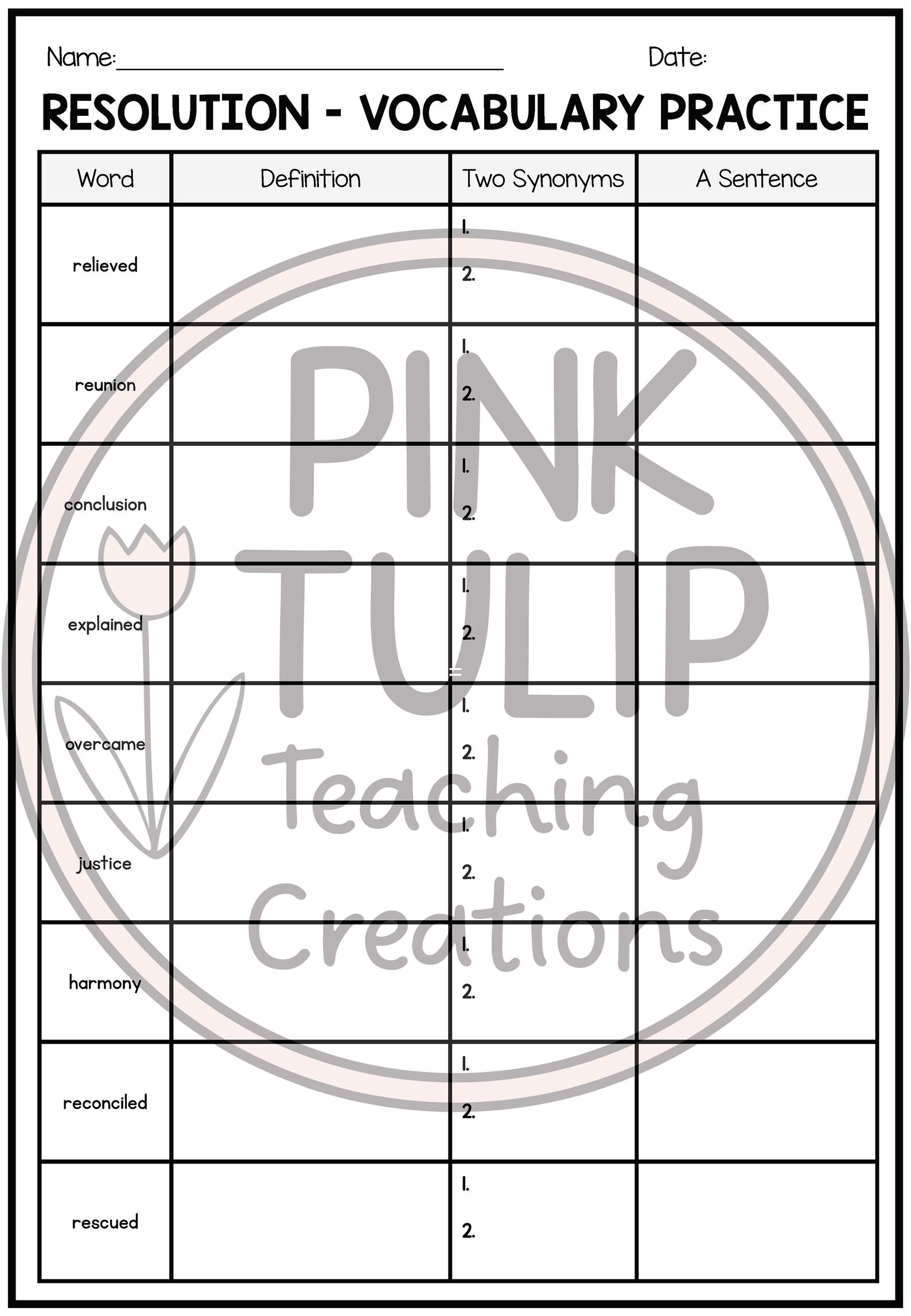 Resolution Narrative Writing Worksheets - Etsy