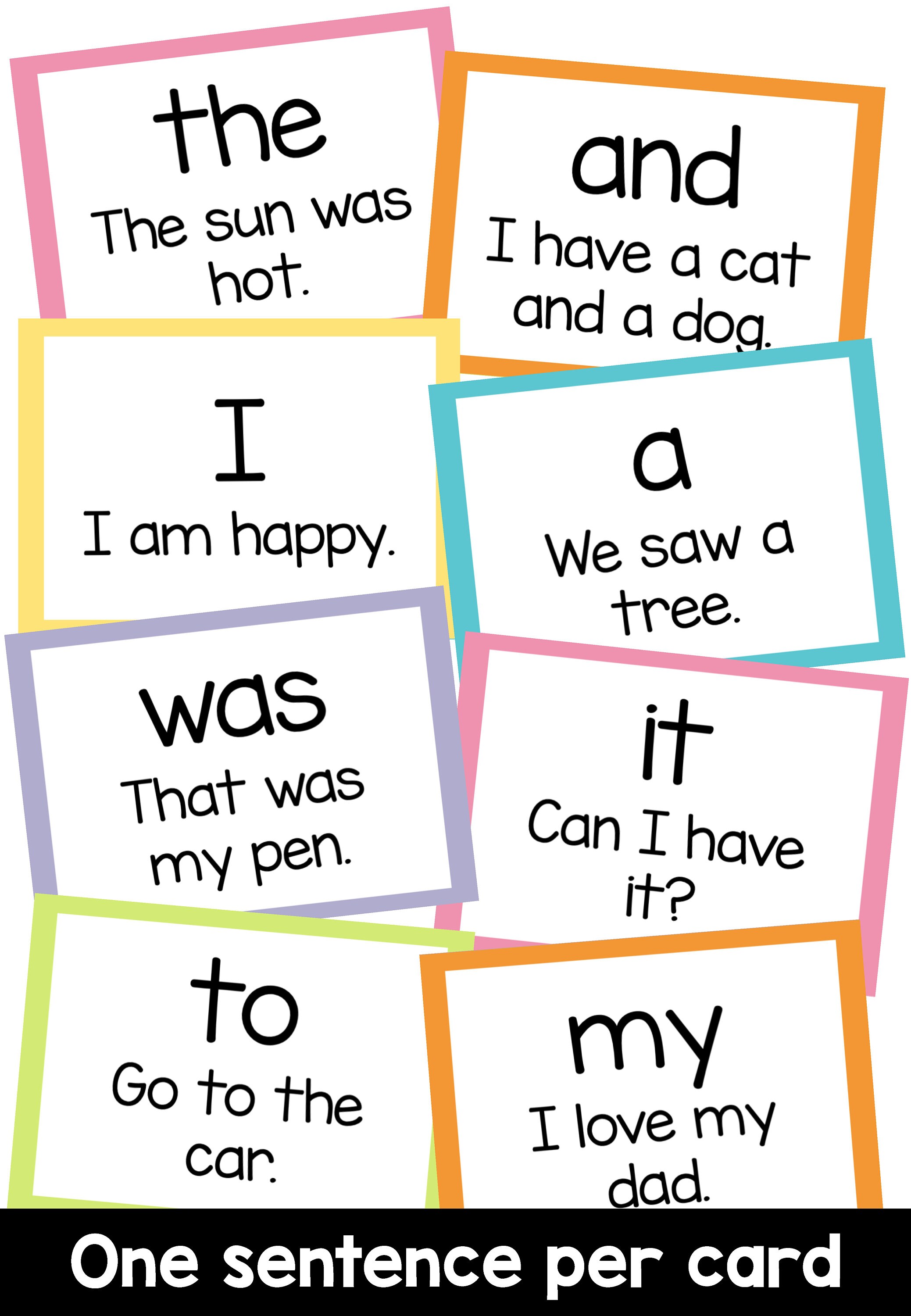 Sight Word Cards 1-100 High Frequency Words With Sentences - Etsy