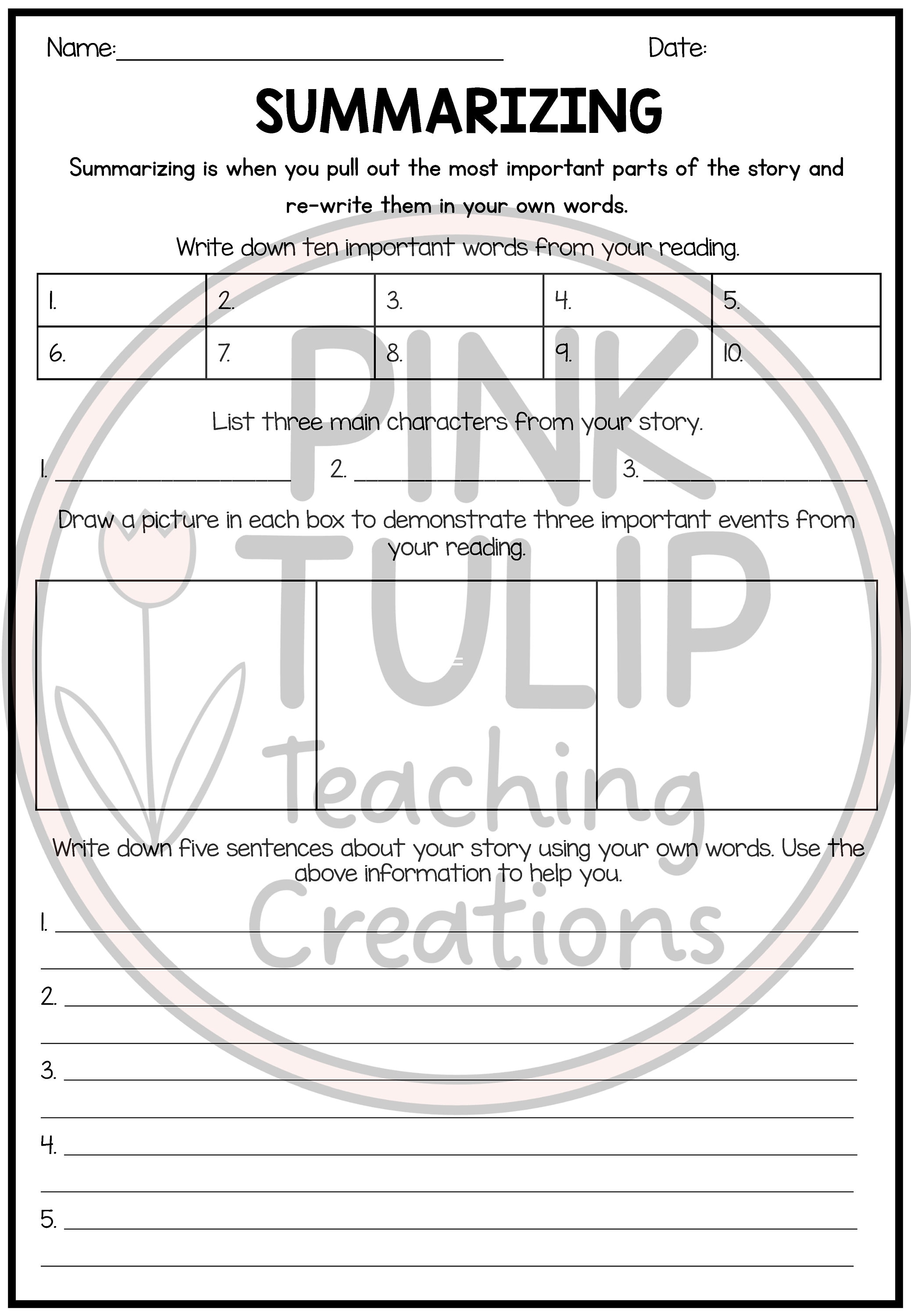 Reading Strategies Worksheets - Use With Any Book - Etsy