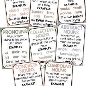 Types of Nouns Posters - Classroom Decor - Etsy