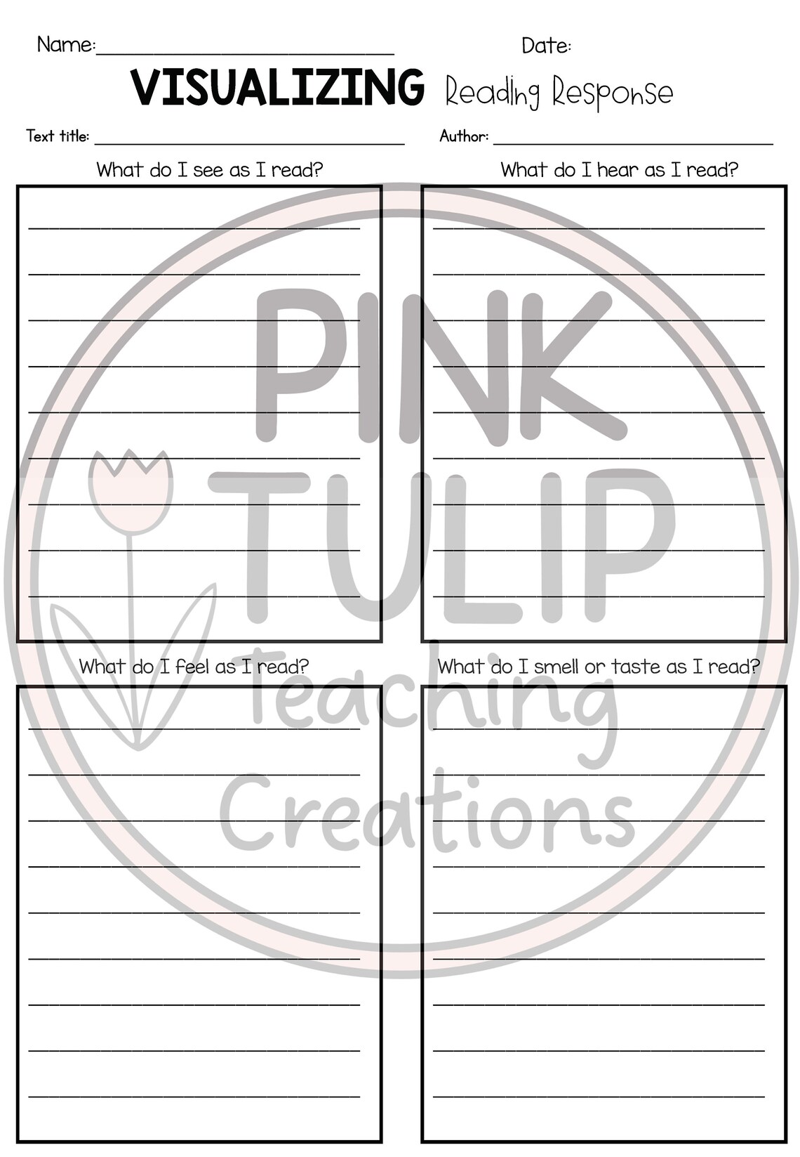 Visualizing (visualising) Reading Response Pack - Templates for Any ...