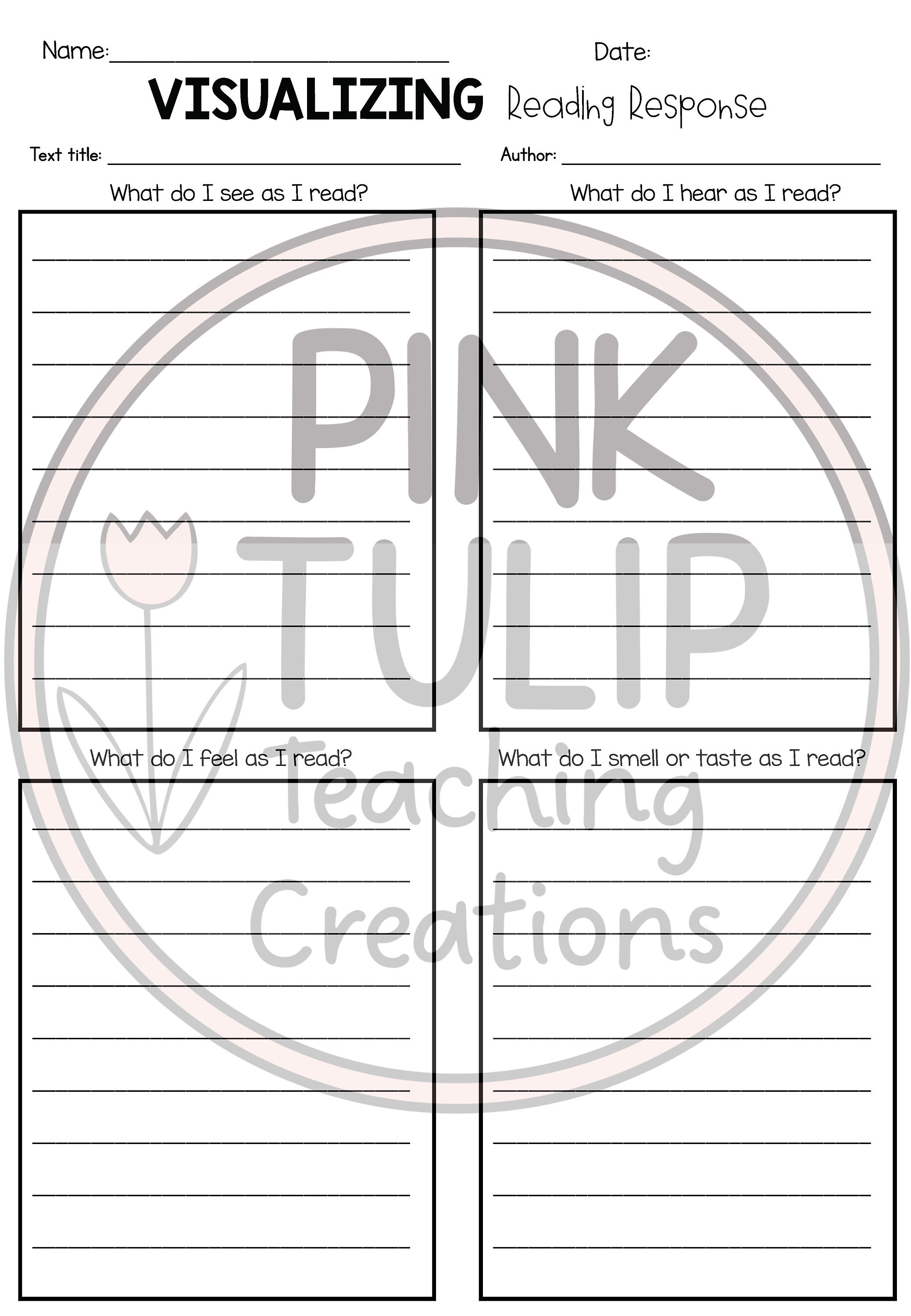 Visualizing (visualising) Reading Response Pack - Templates for Any ...