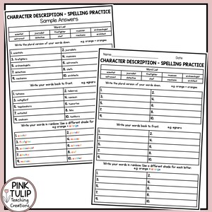 Character Description - Narrative Writing Worksheets - Etsy