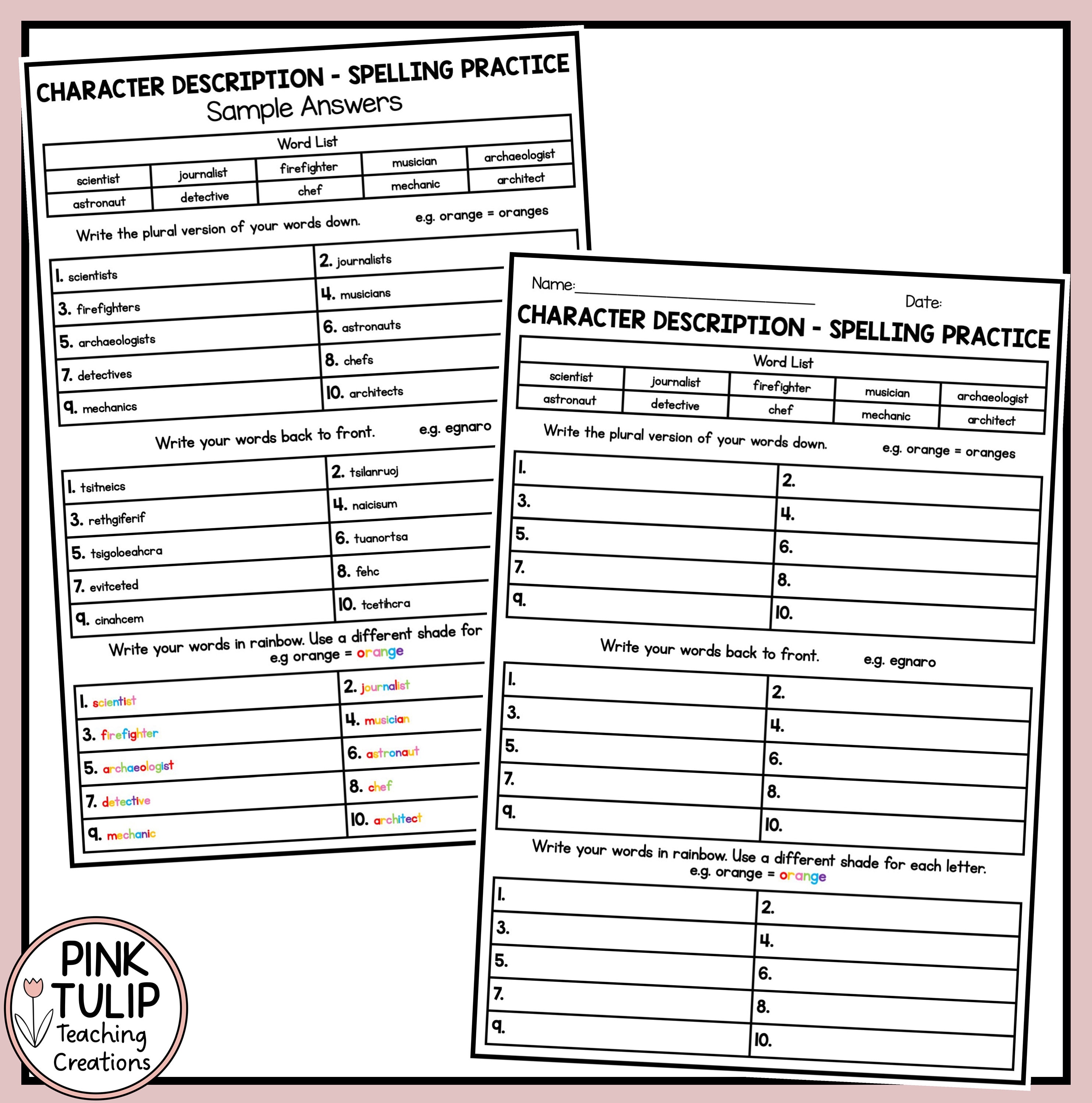 Character Description - Narrative Writing Worksheets - Etsy