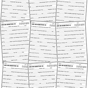 Add an Adjective to the Sentences - Fill in the Blanks Worksheet Pack ...