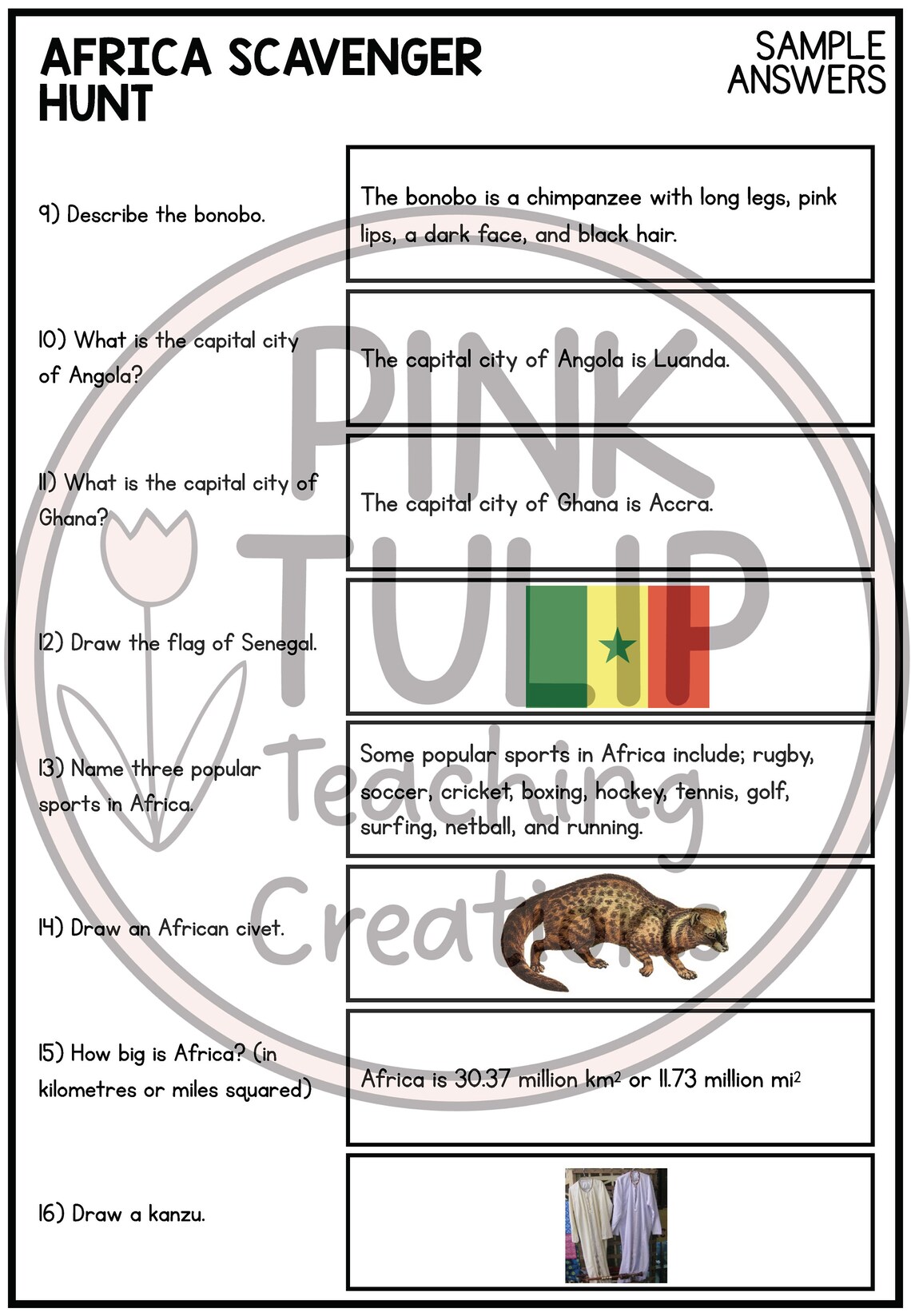 Africa Scavenger Hunt - Research Task - Etsy