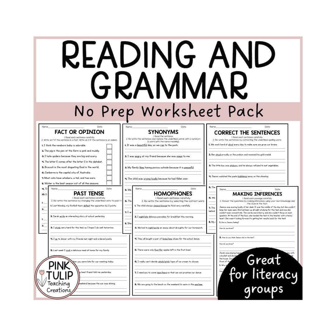 Reading and Grammar Pack - No Prep Printables - Etsy