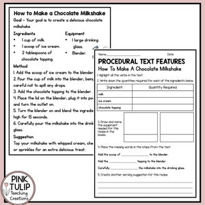 Procedural Text Examples - Ten Reading Samples With Comprehension - Etsy