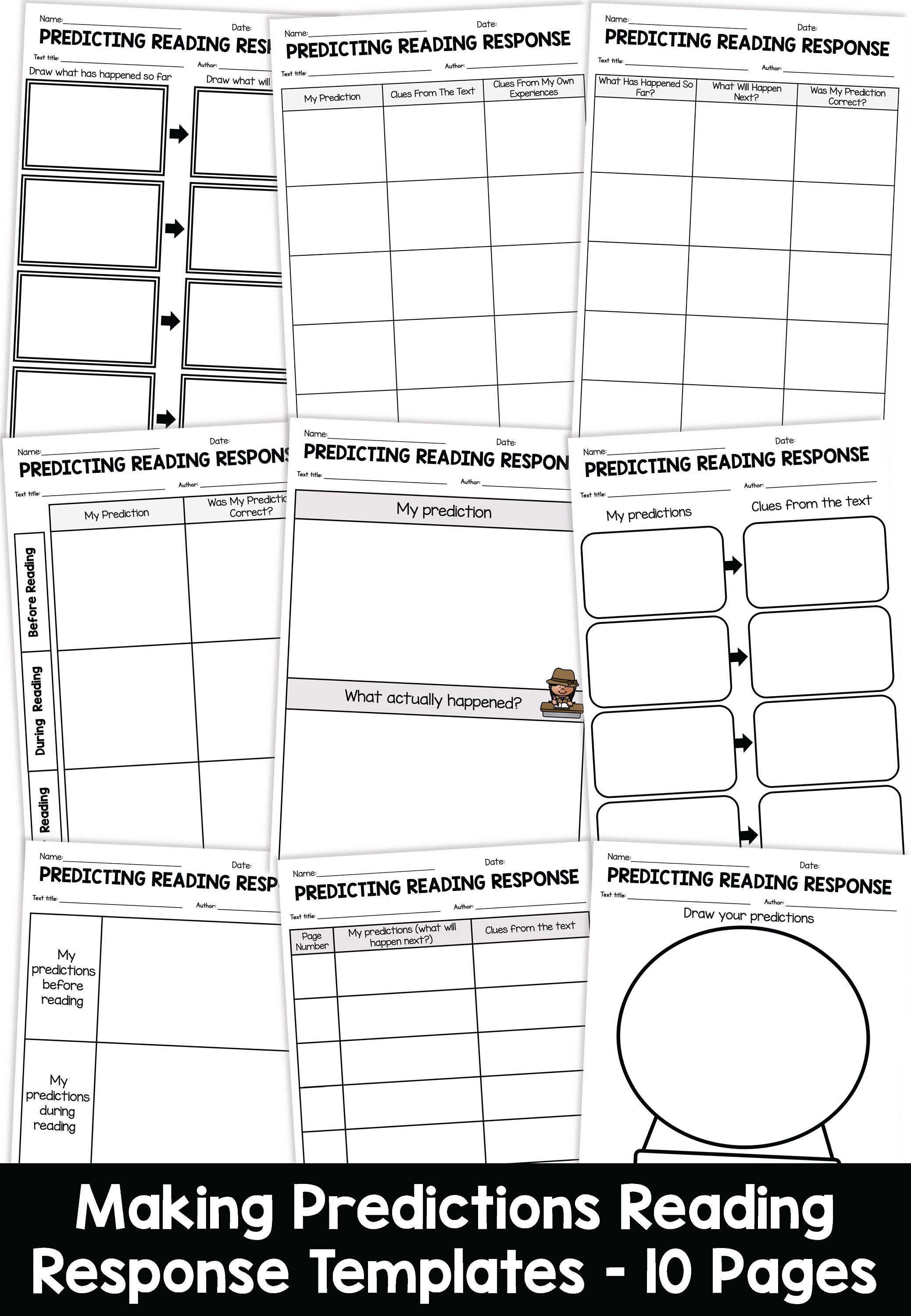 Reading Response Templates Reading Strategies Bundle - Etsy
