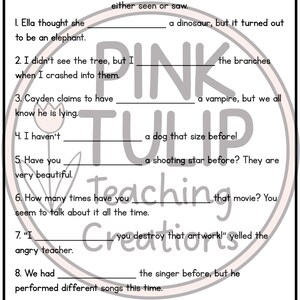 Seen or Saw Grammar Worksheets - Etsy