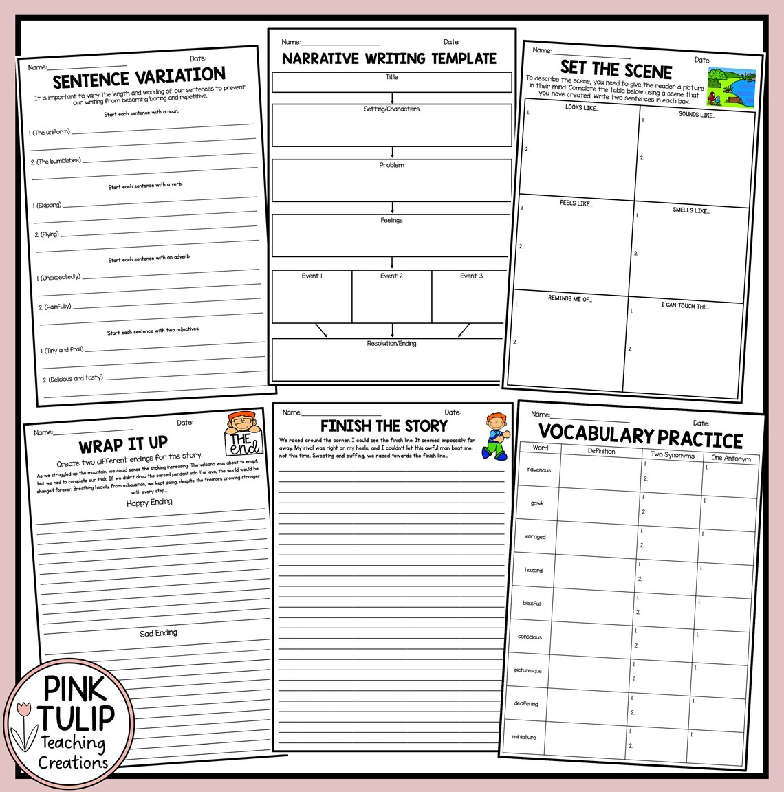 Narrative Writing Worksheet Pack - No Prep Lesson Ideas - Etsy