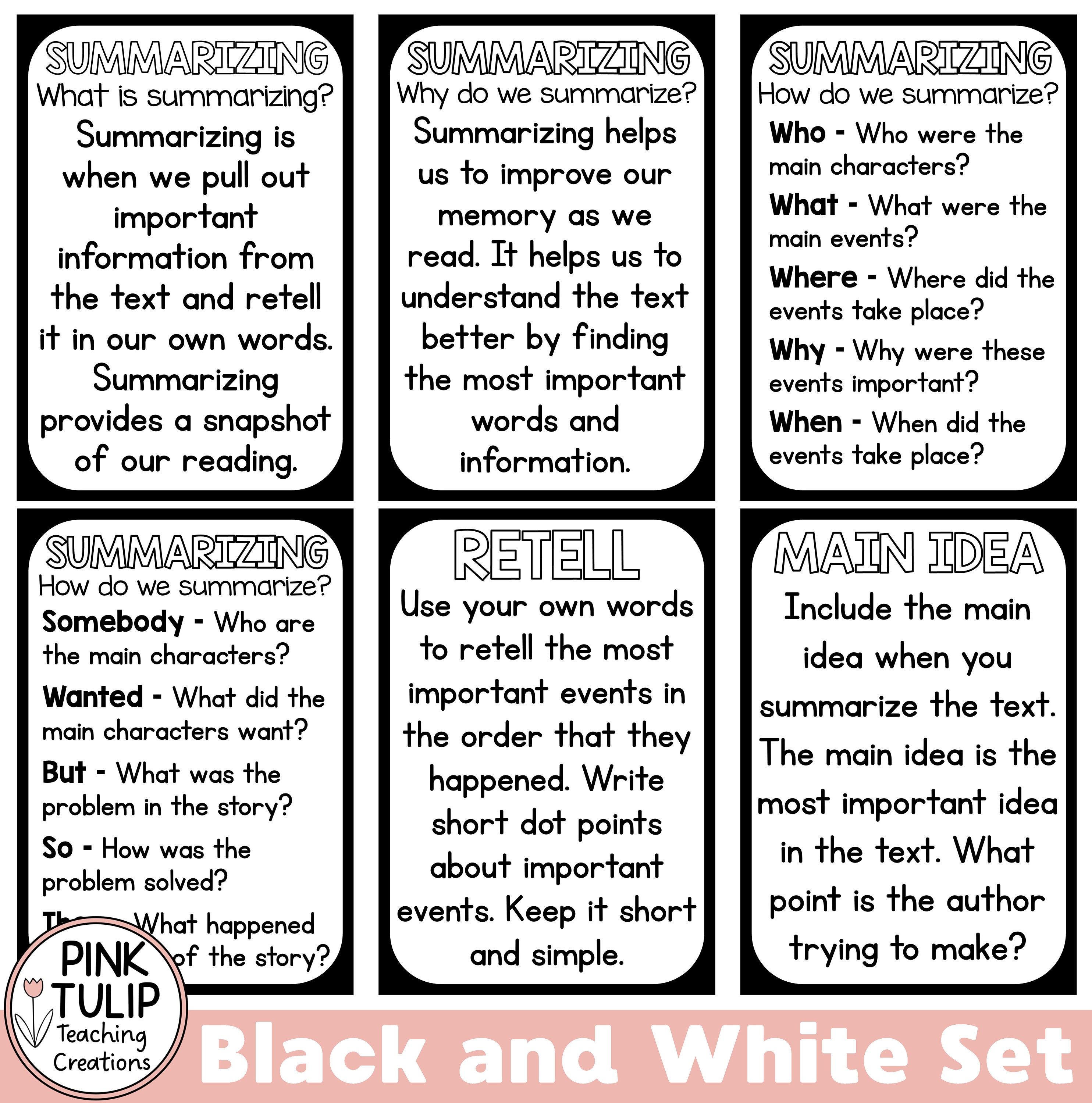 Summarizing summarising Reading Posters Classroom Decor - Etsy