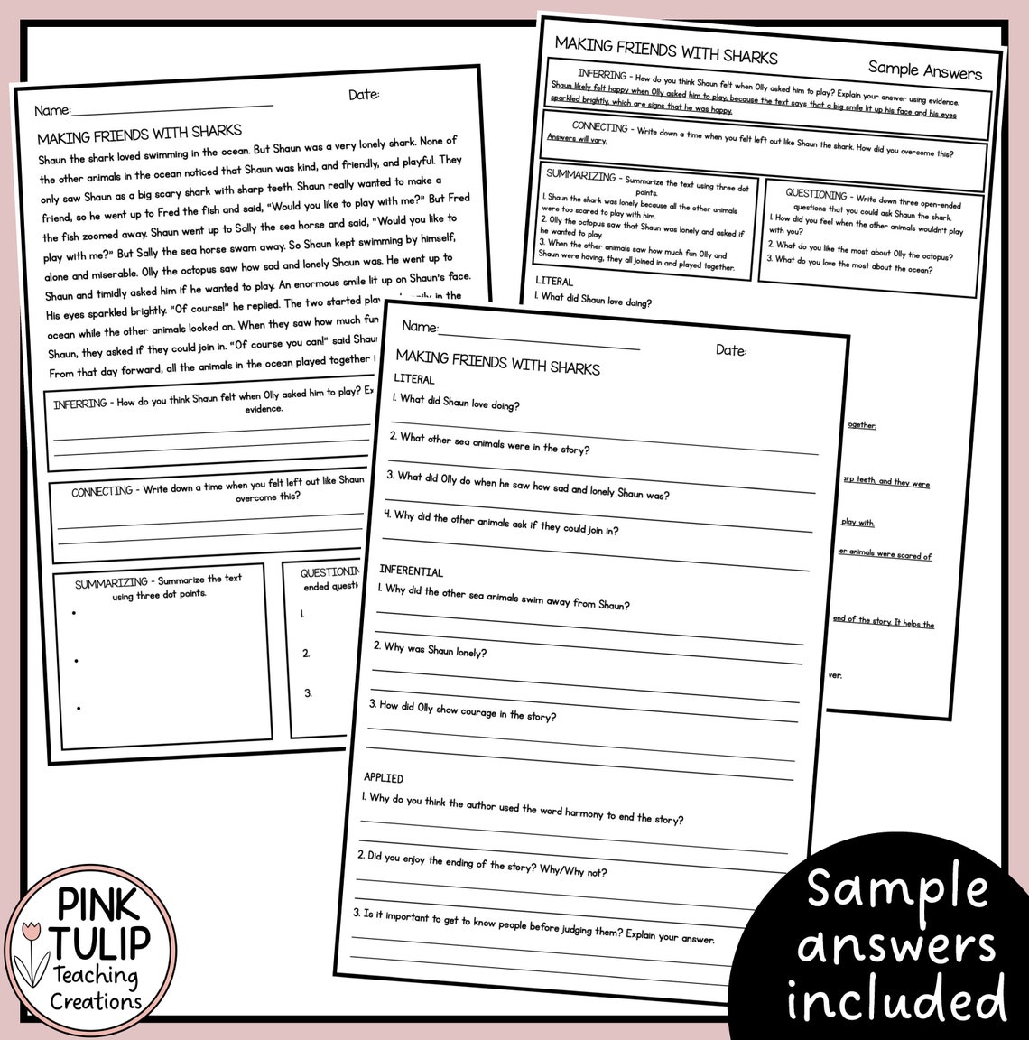 Comprehension Worksheets - Reading Strategies Set #7 - Etsy
