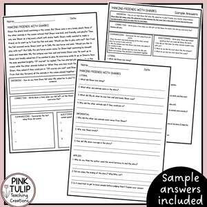 Comprehension Worksheets - Reading Strategies Set #7 - Etsy