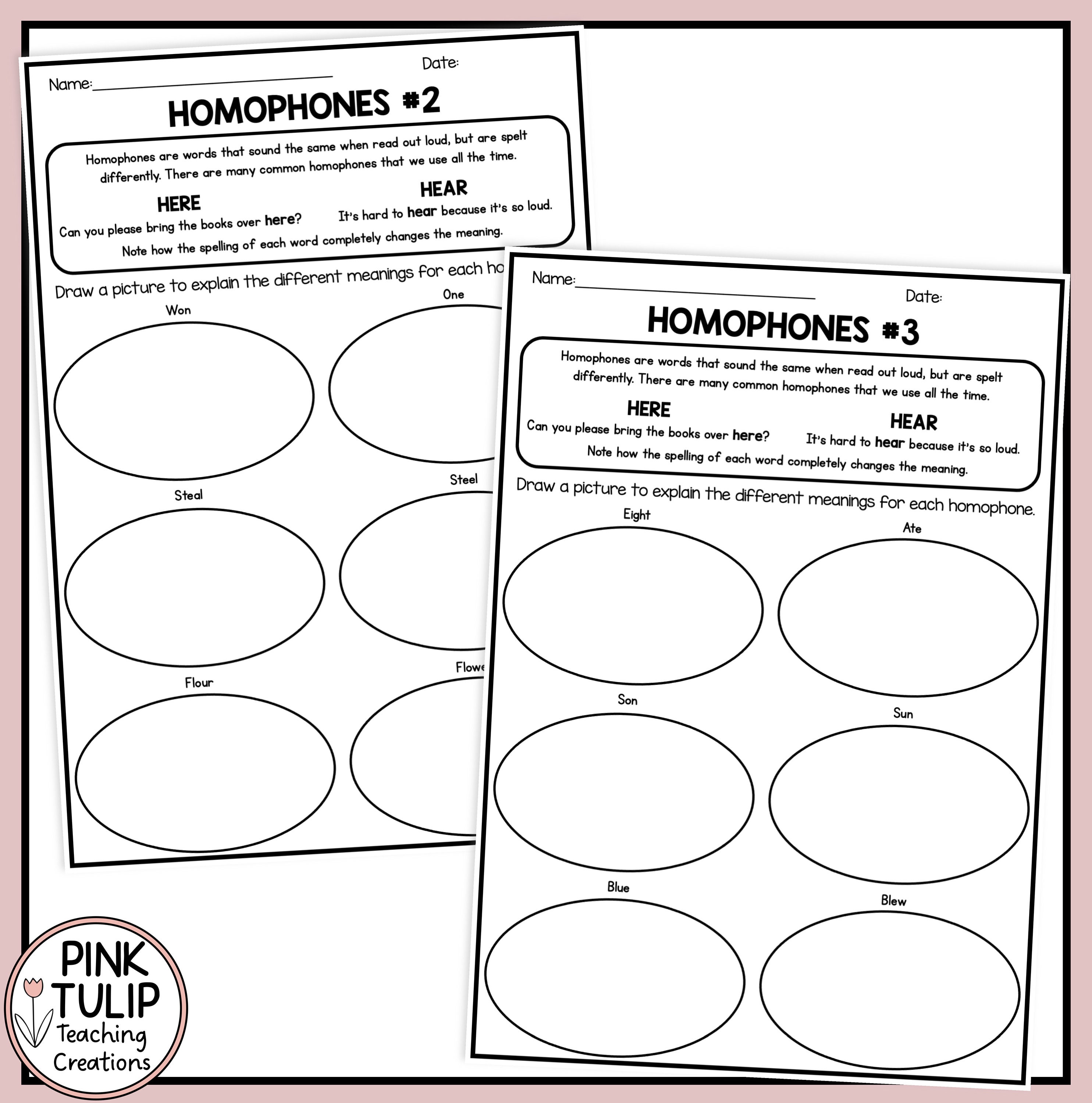 Homophones - Worksheet Pack With Answers - Etsy