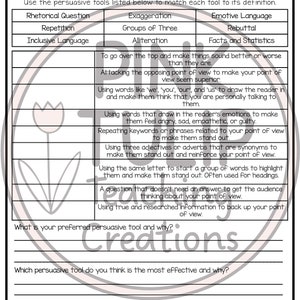 Persuasive Writing Worksheet Pack - No Prep Lesson Ideas - Etsy