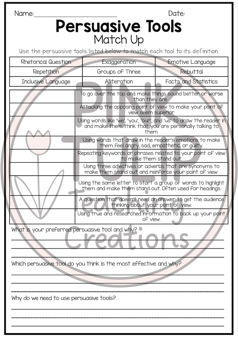 Persuasive Writing Worksheet Pack - No Prep Lesson Ideas - Etsy