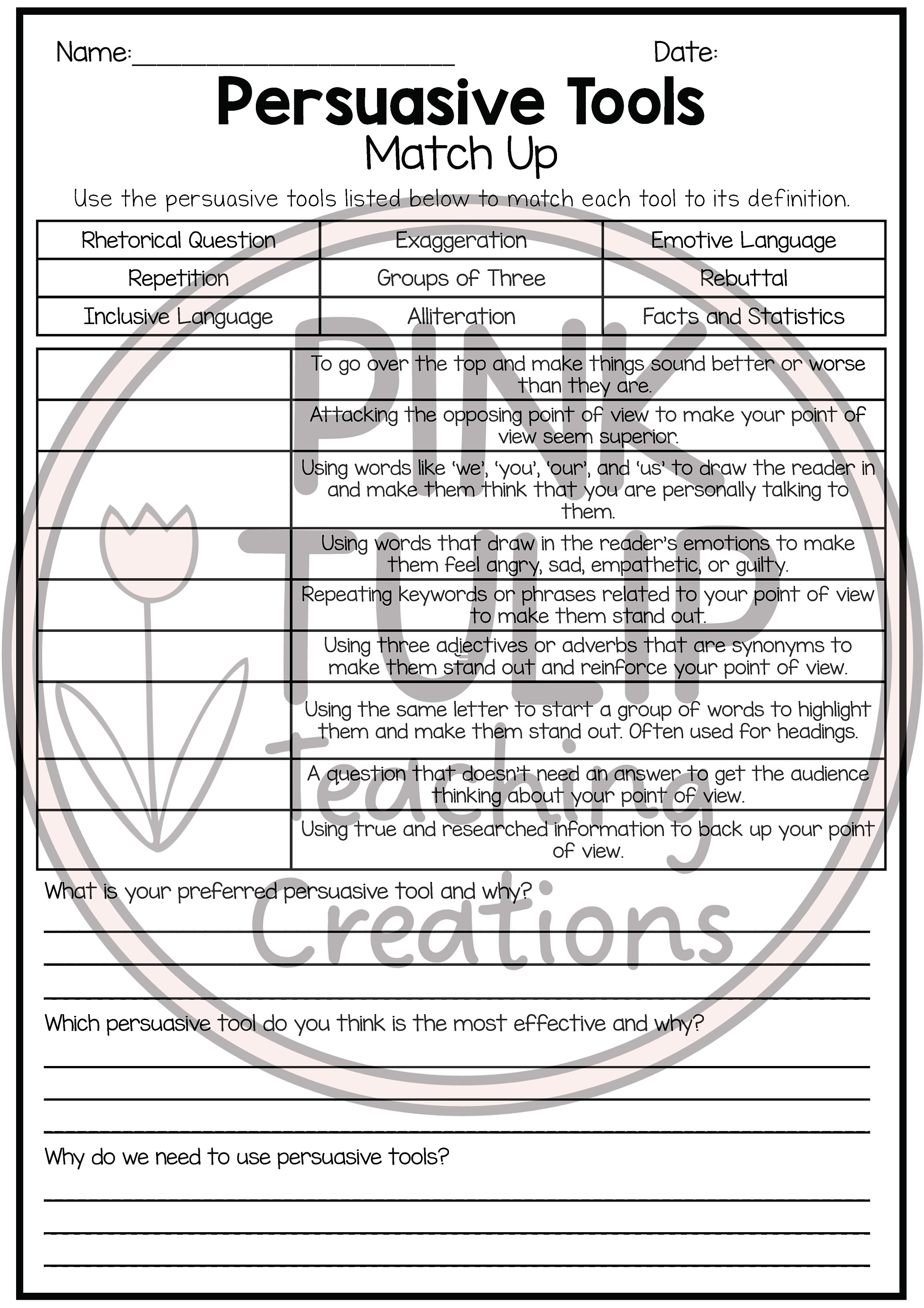 Persuasive Writing Worksheet Pack - No Prep Lesson Ideas - Etsy