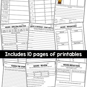 Nouns Mini Unit - Structured Worksheet Pack - Etsy
