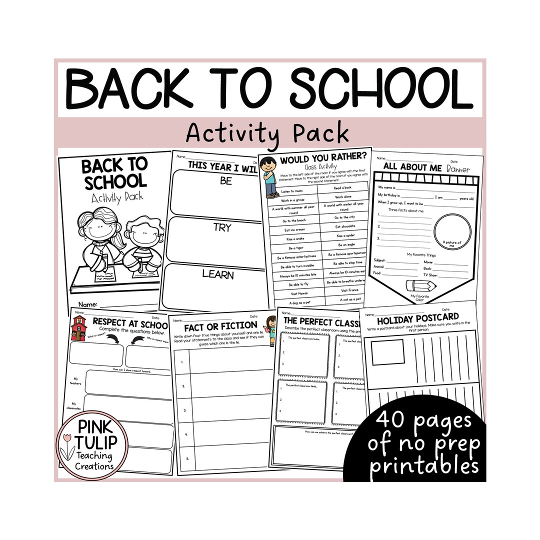 Back to School Activity Pack 40 Worksheets and Lesson Ideas - Etsy