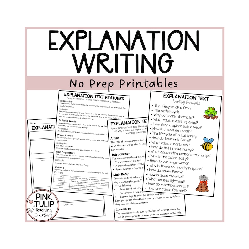 Explanation Writing - No Prep Printables - Etsy