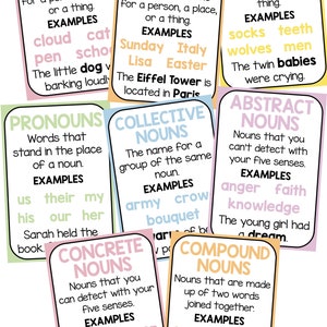 Types of Nouns Posters - Classroom Decor - Etsy