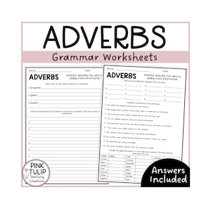 Understanding Adverbs Worksheets - No Prep Printables - Etsy