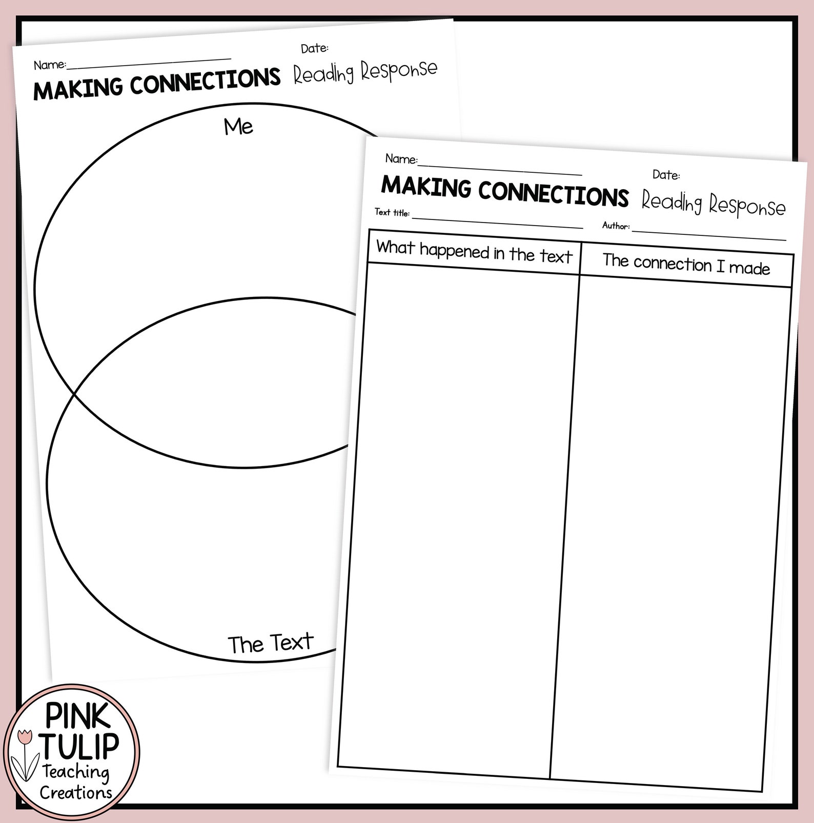 Making Connections (connecting) Reading Response Pack - Templates for ...