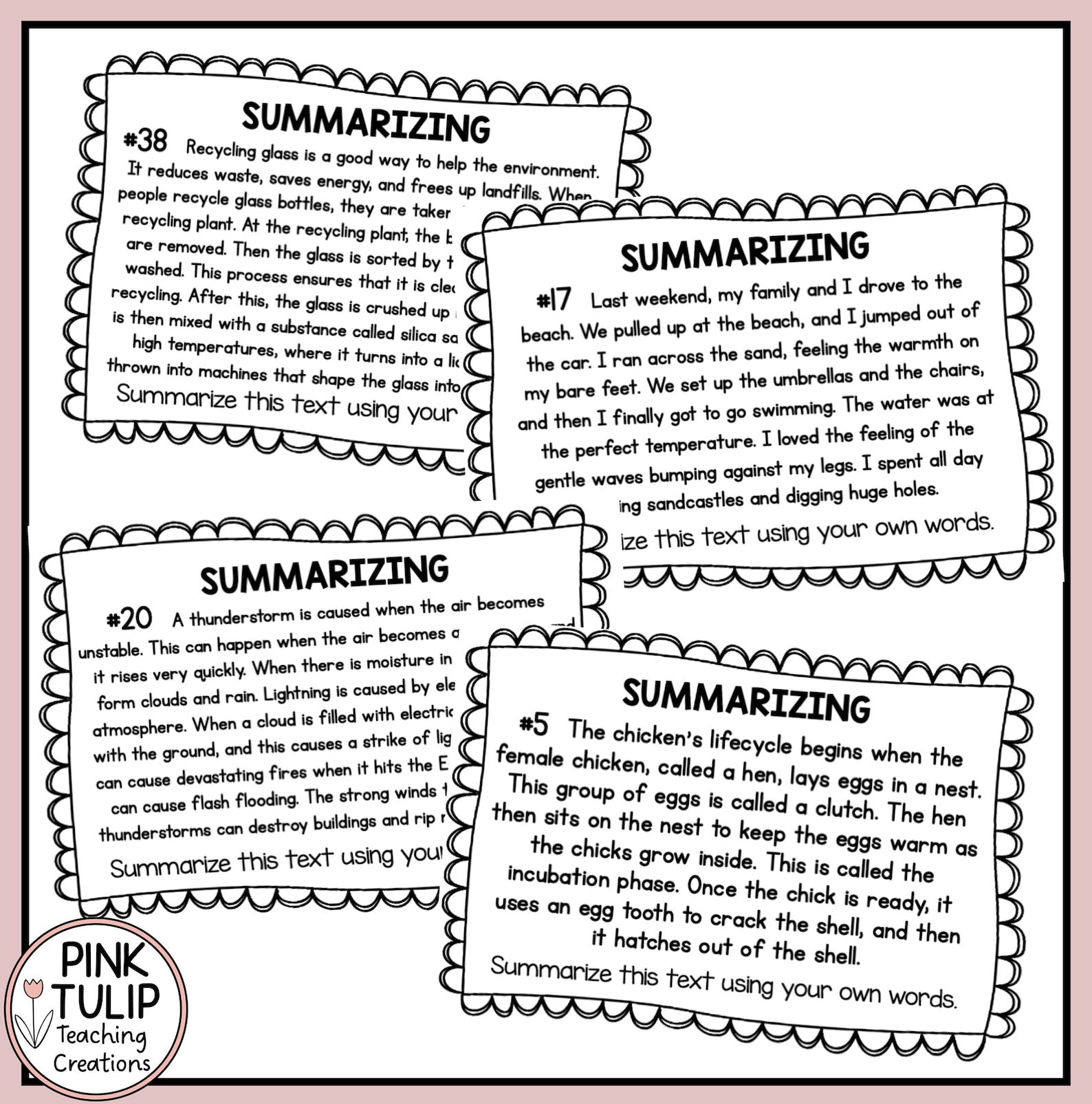 Summarizing (summarising) - Task Cards - Etsy