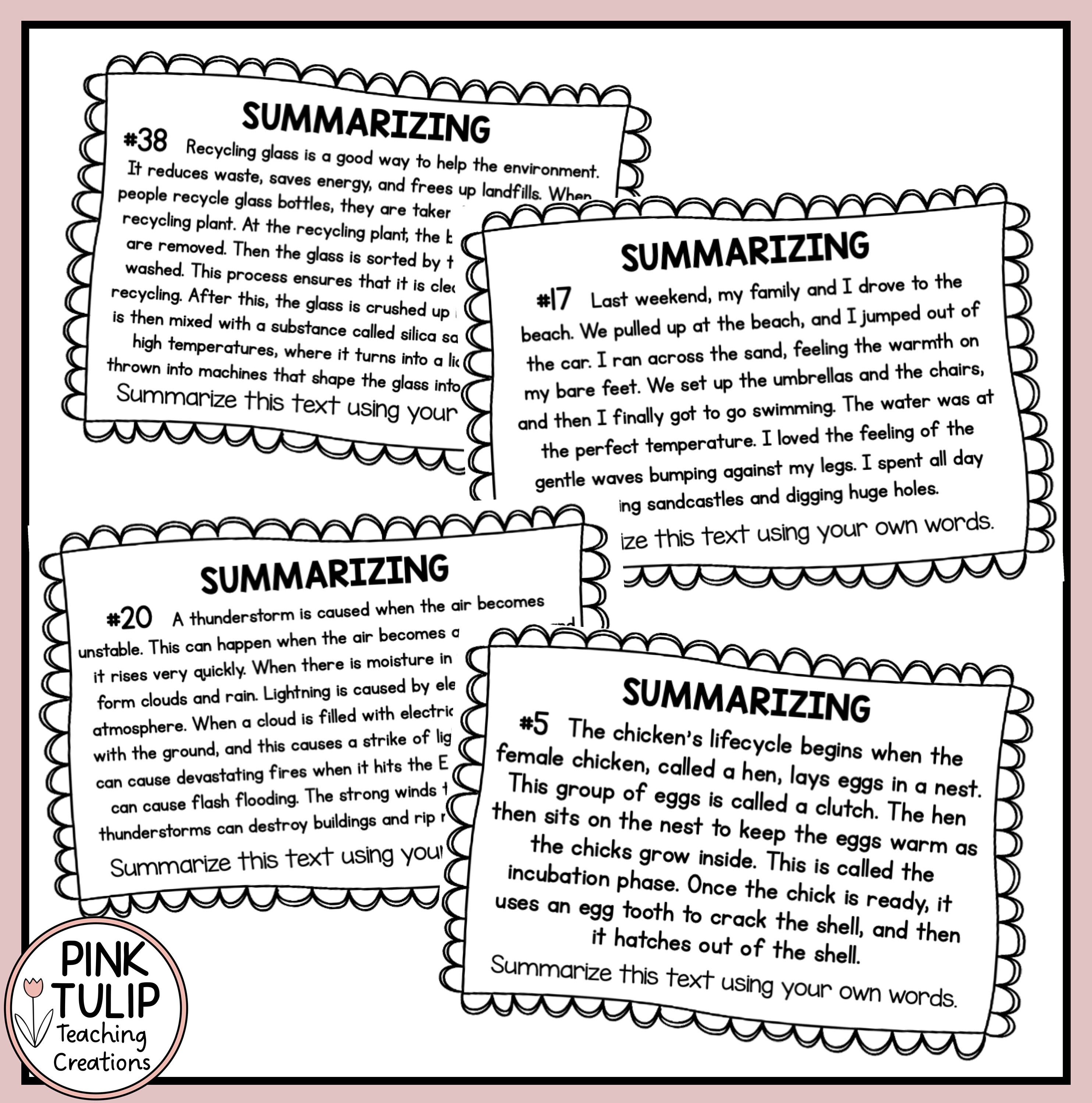 Summarizing (summarising) - Task Cards - Etsy