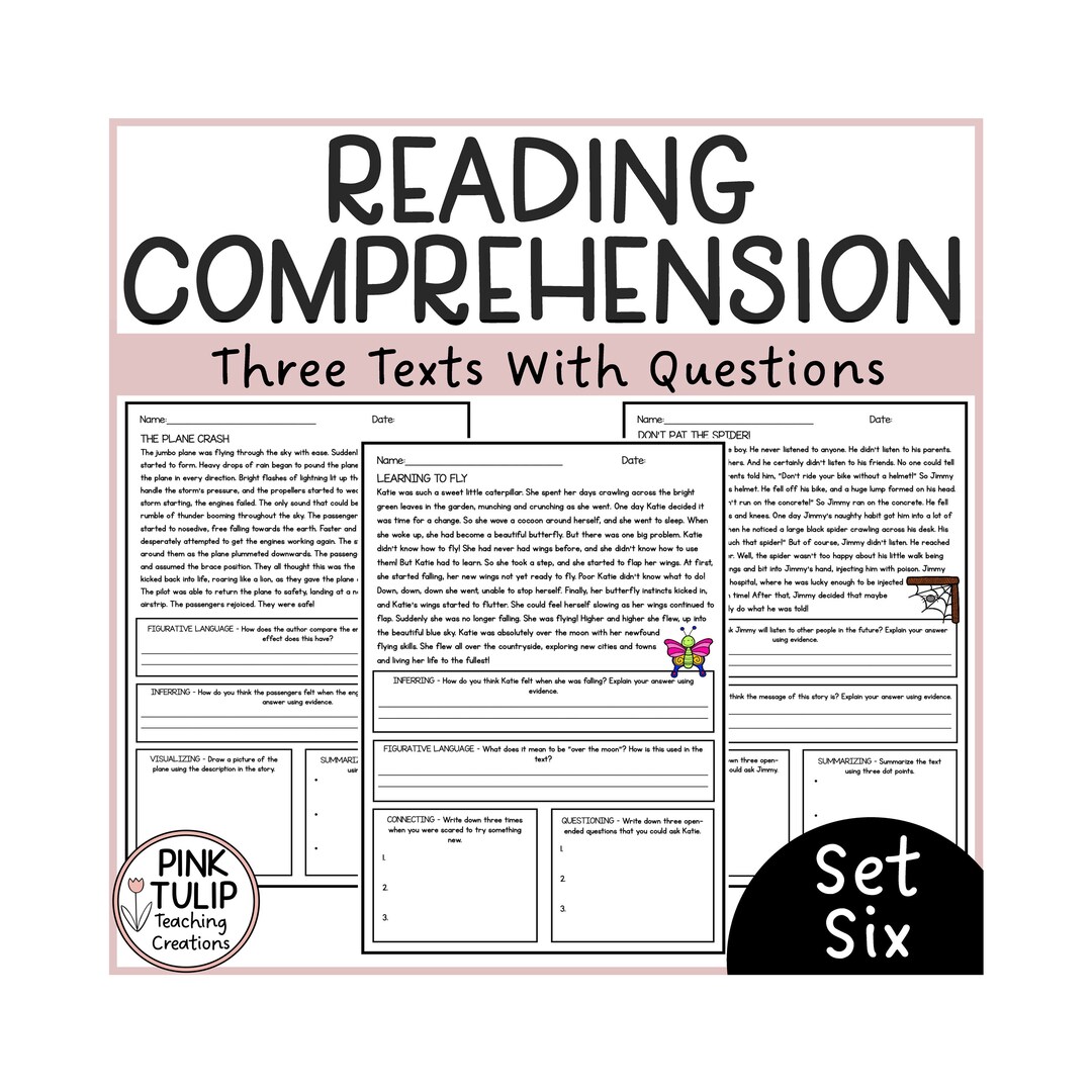Comprehension Worksheets - Reading Strategies Set #6 - Etsy