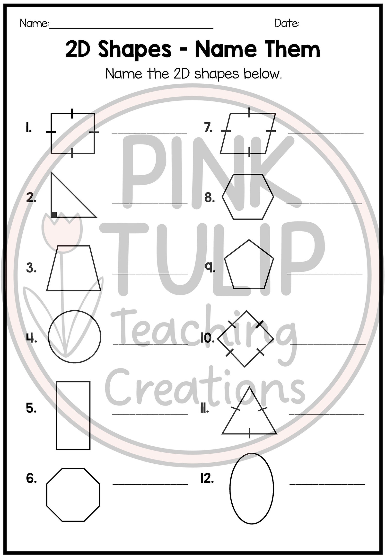 2D Shapes, Lines, and Patterns - Worksheet Pack - Etsy