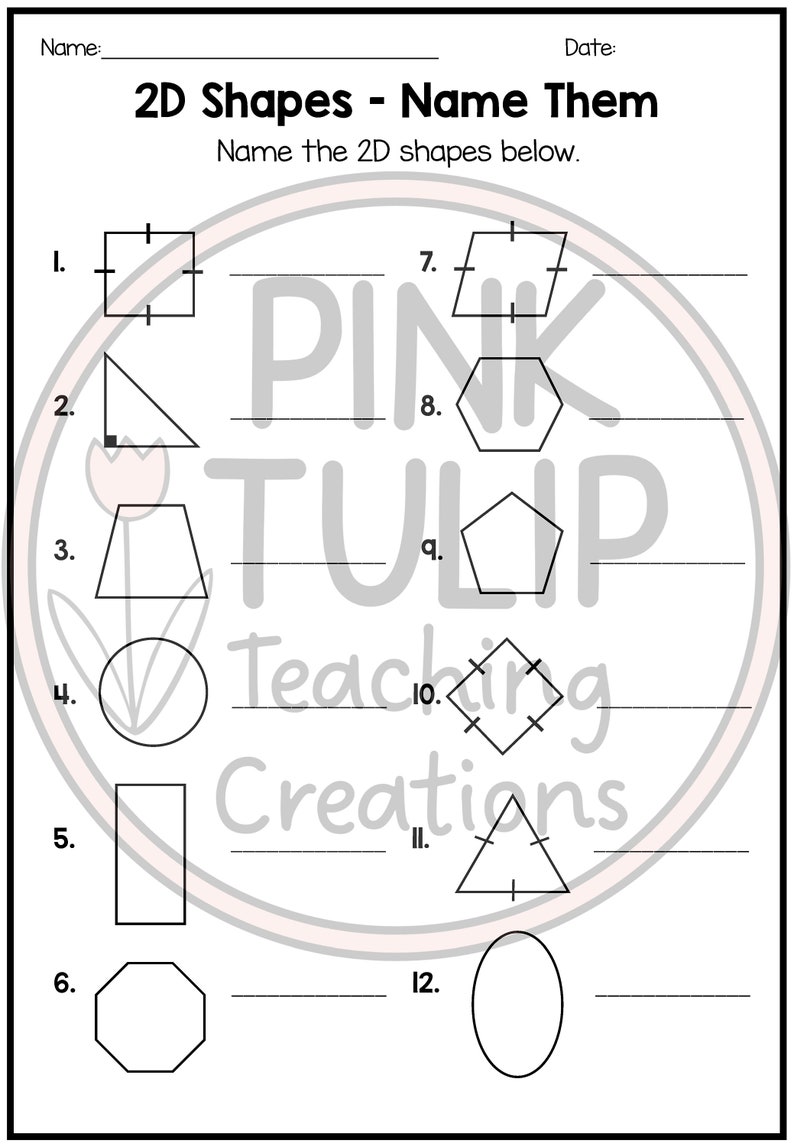 2D Shapes, Lines, and Patterns - Worksheet Pack - Etsy