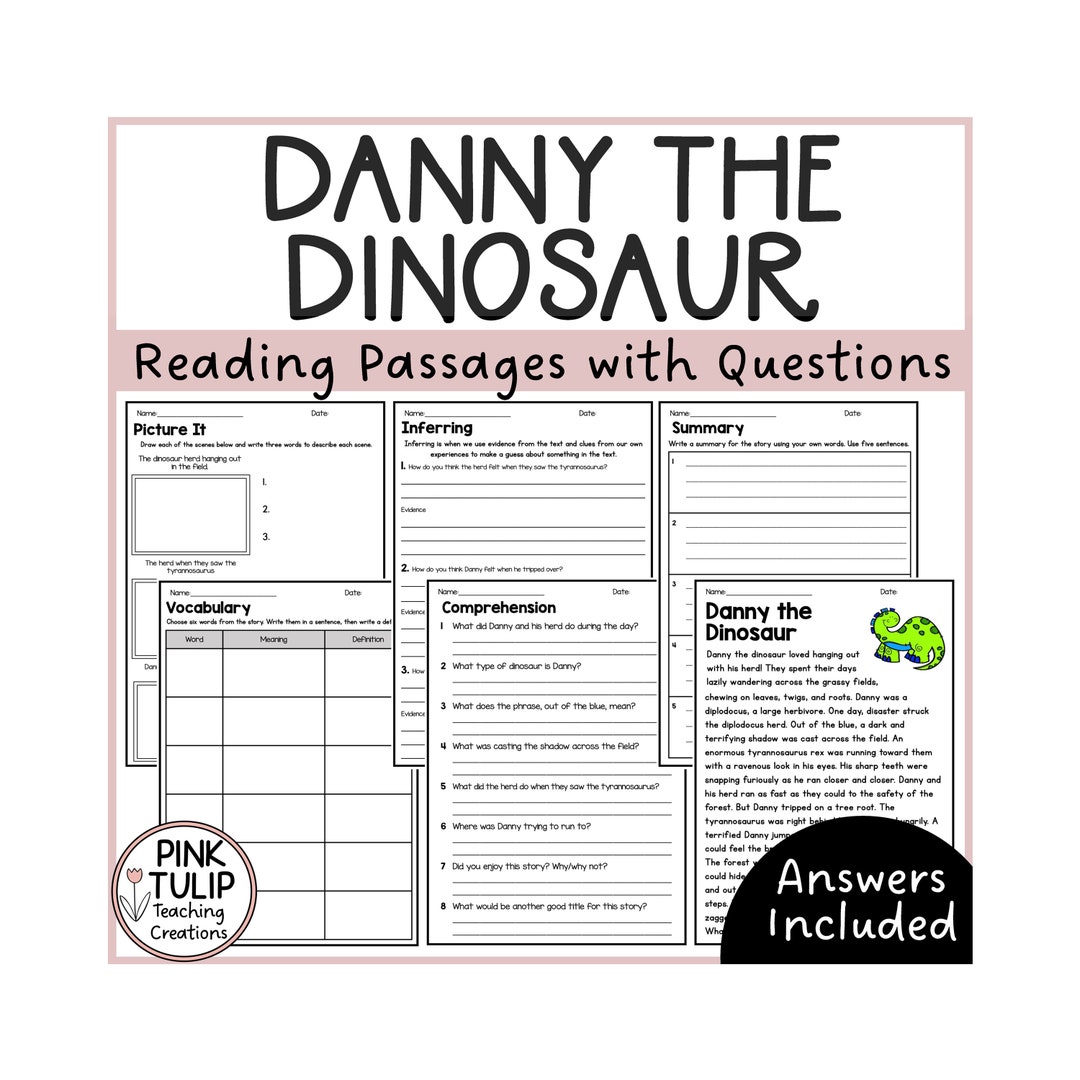 Reading Comprehension - Danny the Dinosaur - Etsy