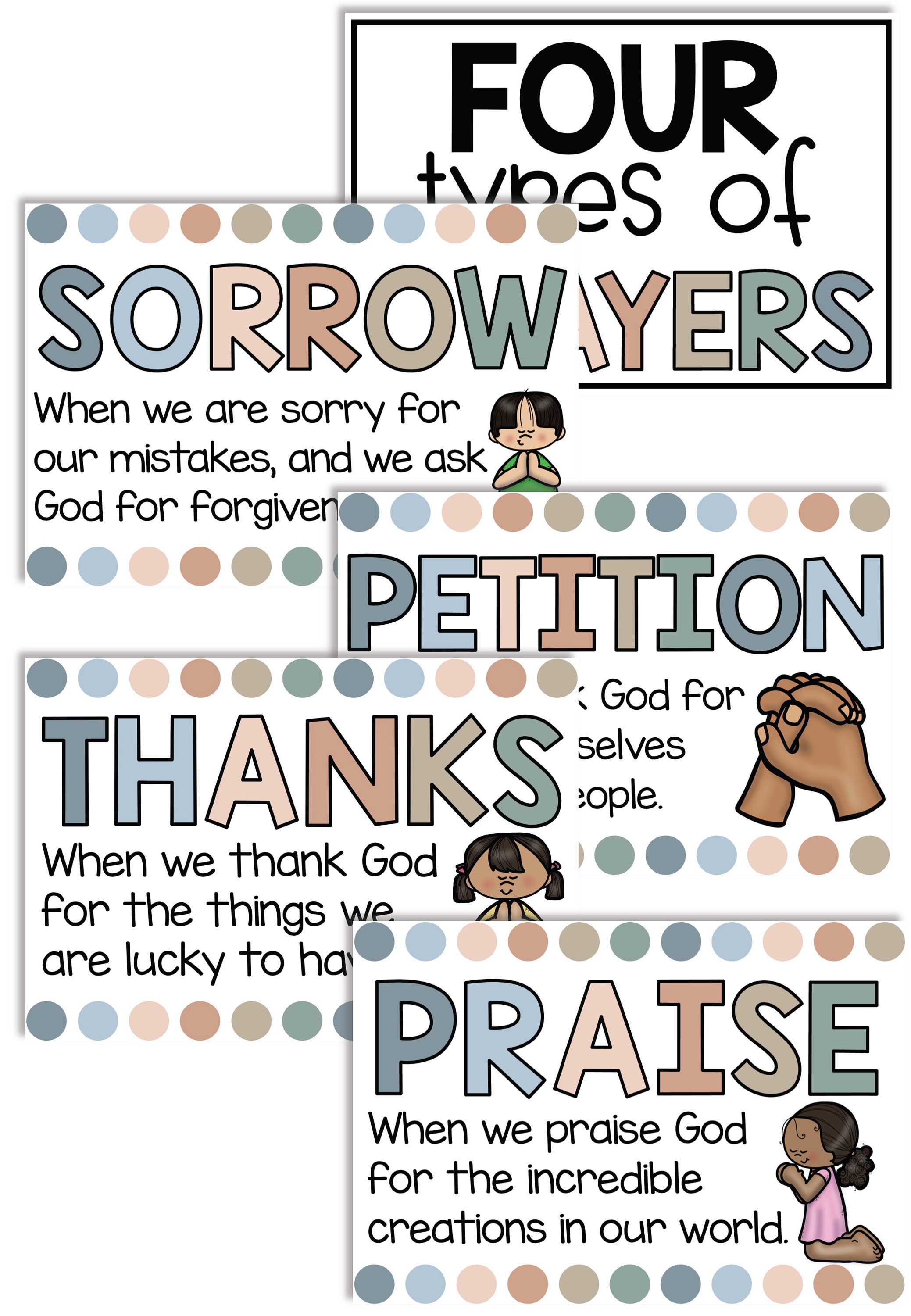 Four Types of Catholic Prayer Posters Earth Tones - Classroom Decor - Etsy