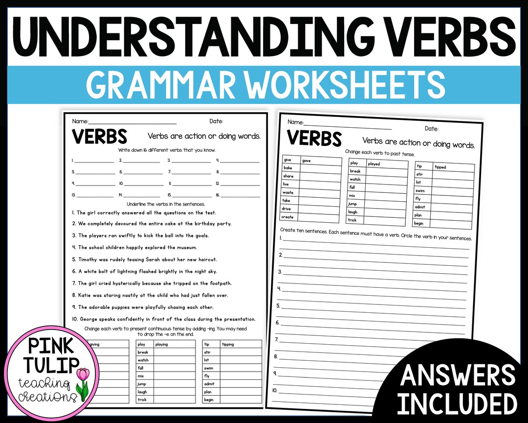Understanding Verbs Worksheets No Prep Printables - Etsy