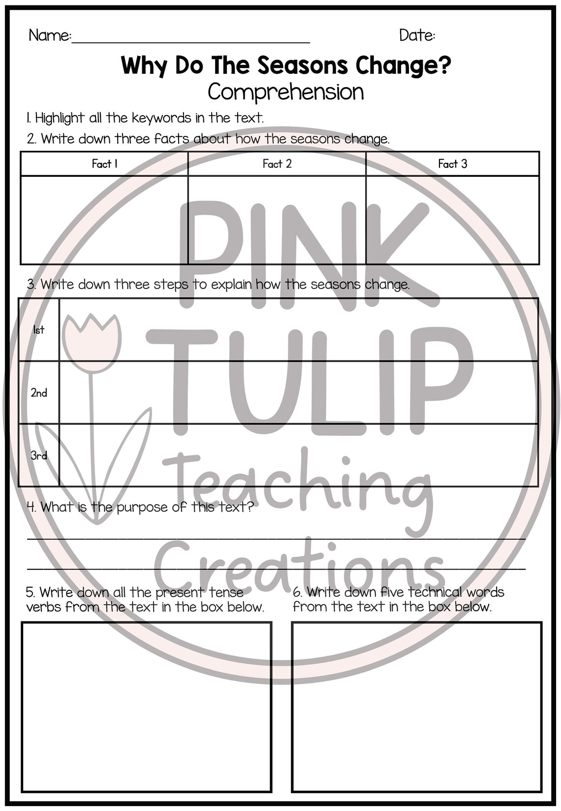 Explanation Text - Why Do the Seasons Change? - Etsy